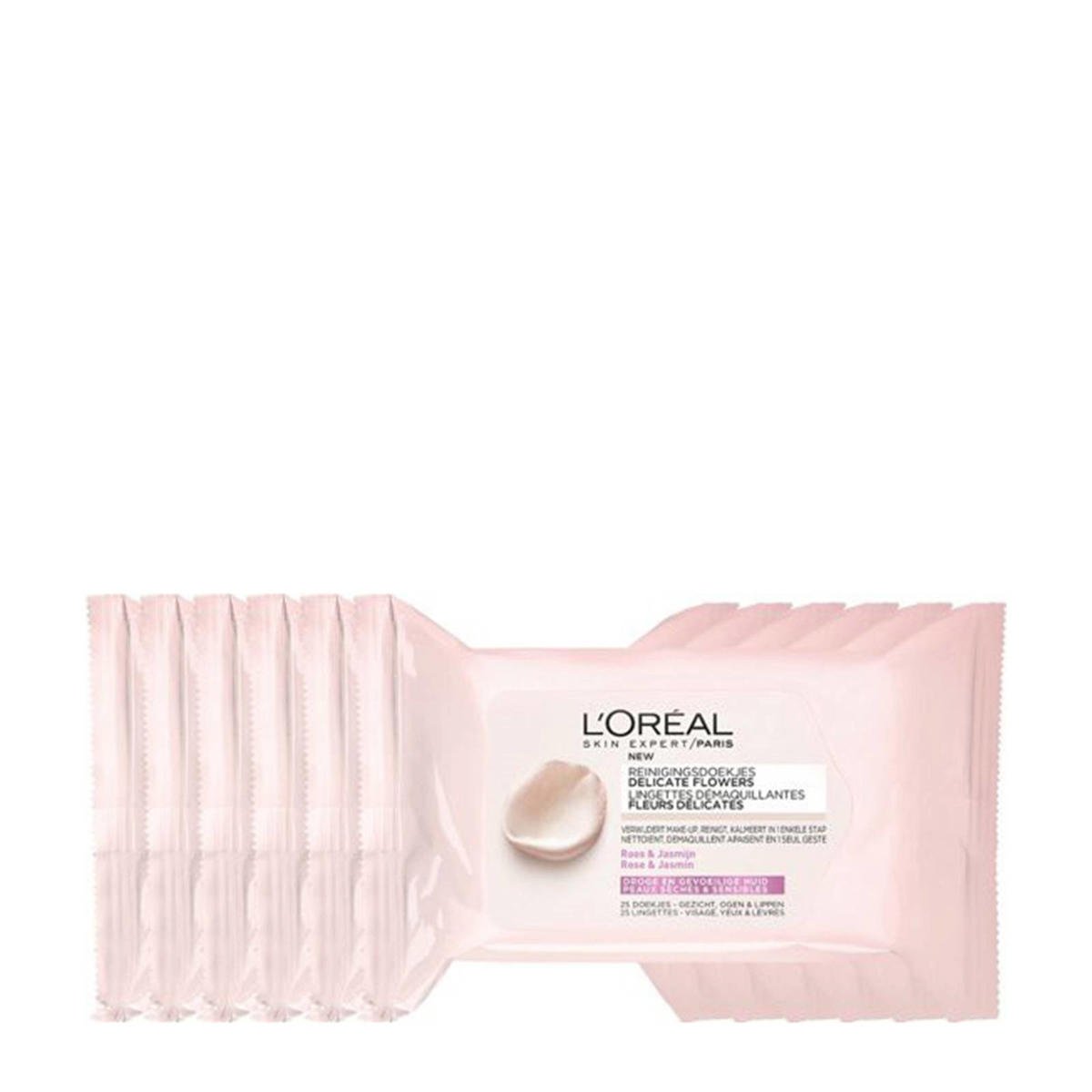 L'Oréal Paris Skin Expert Delicate Flowers Wipes - 6 x 25 stuks ...