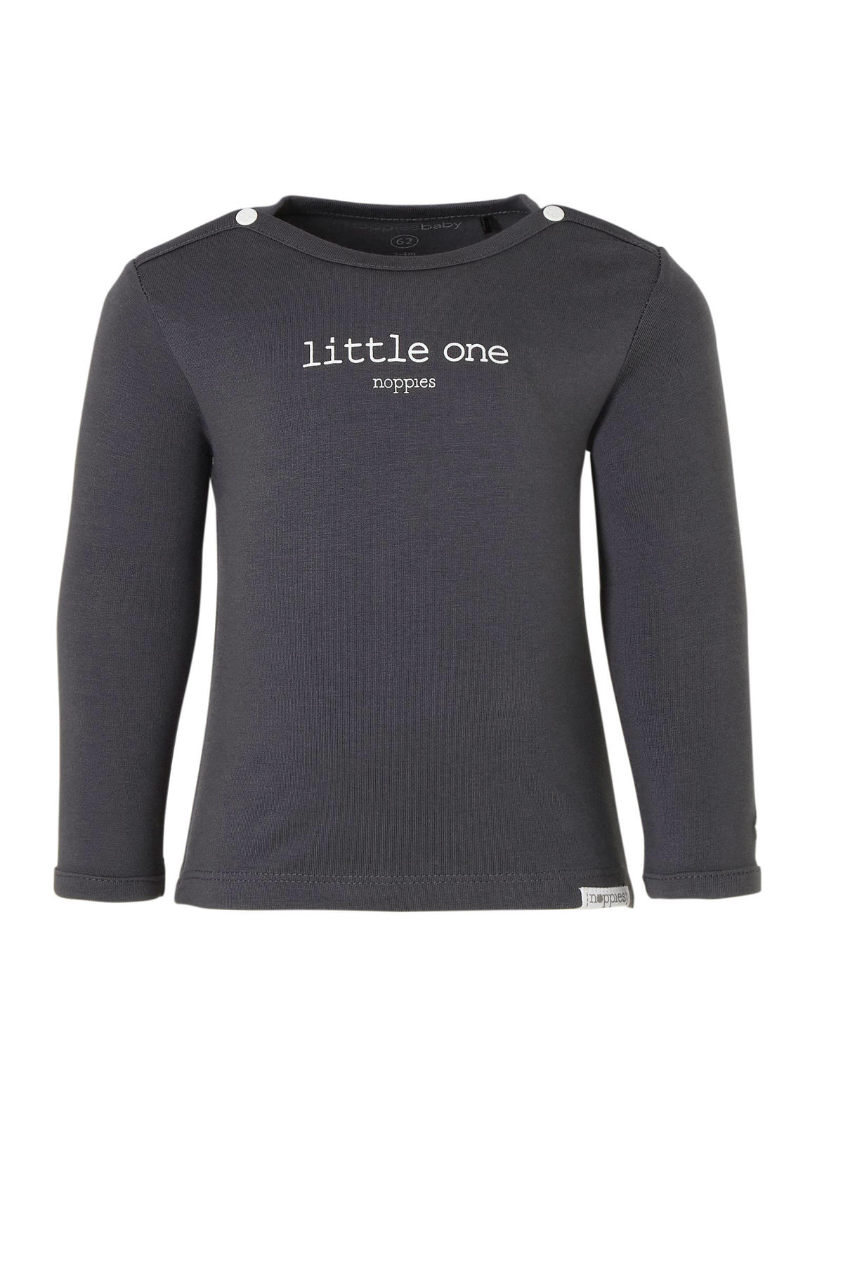 Noppies baby basic longsleeve Hester met katoen donkergrijs | kleertjes.com