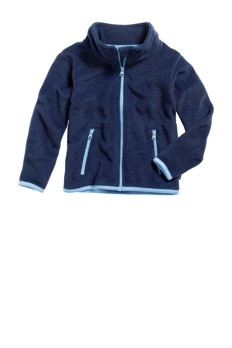 Playshoes fleece vest donkerblauw/lichtblauw | kleertjes.com