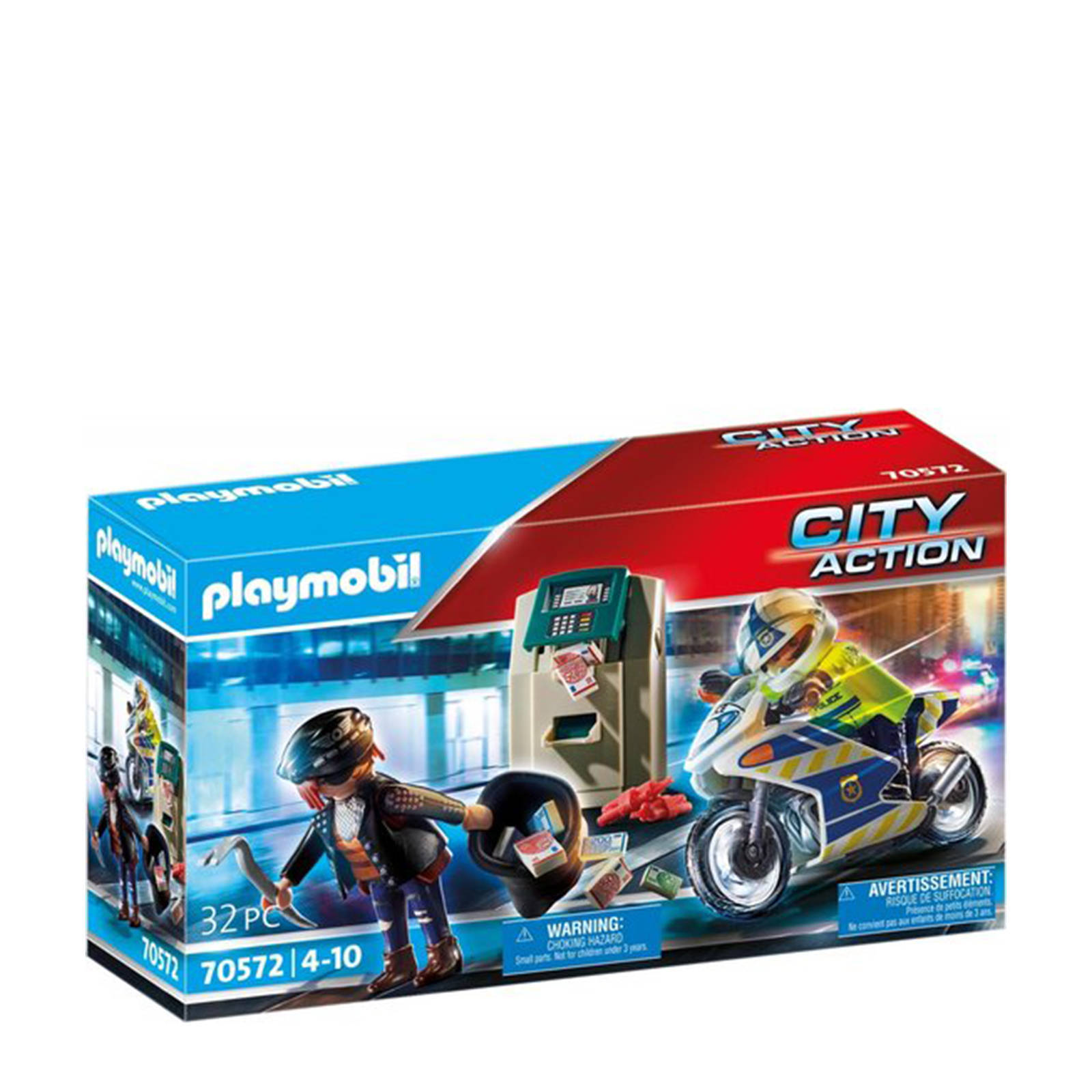 Playmobil City Action Politiemotor: achtervolging van de geldrover ...