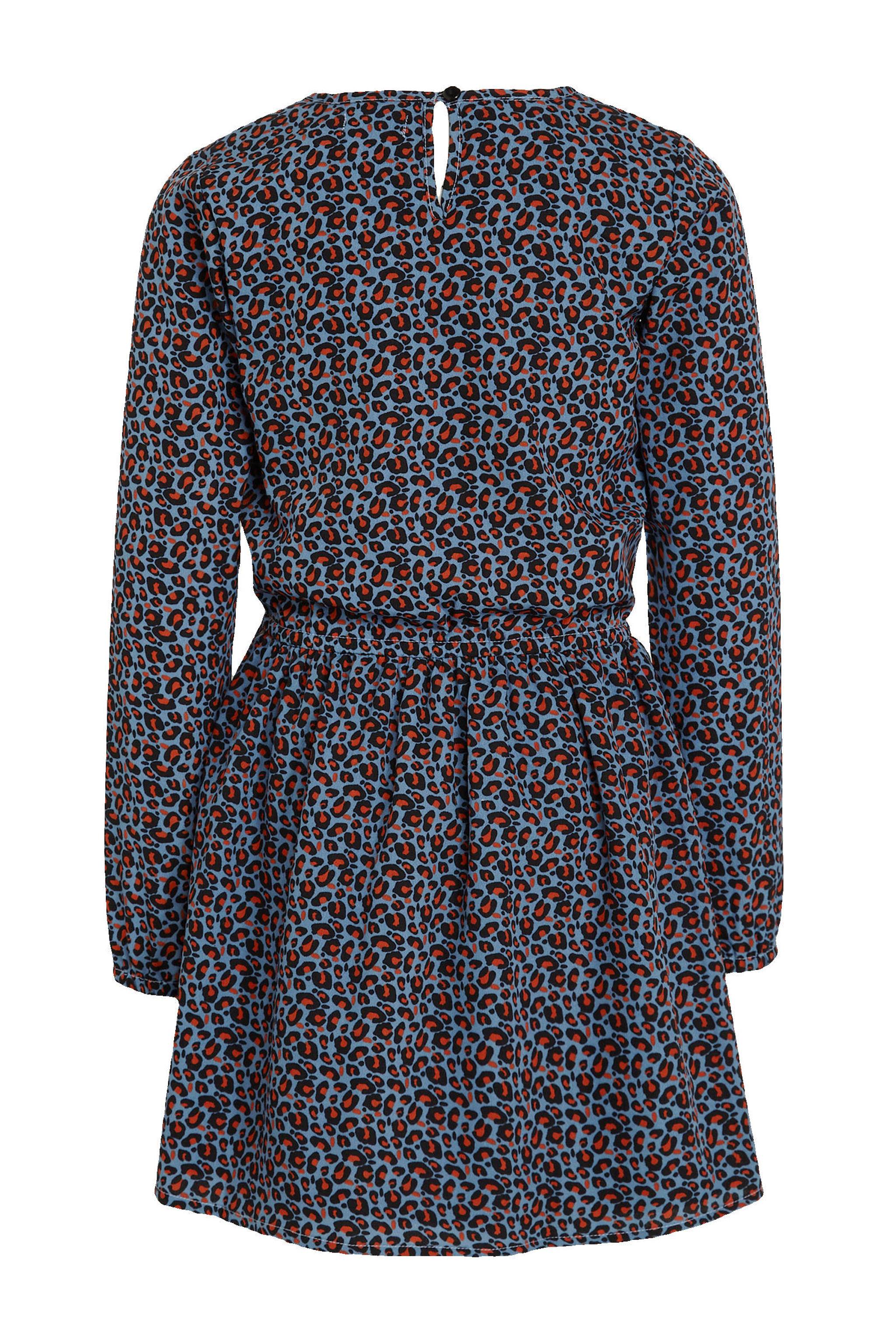 Zigga jurk met panterprint blauw/roestbruin | kleertjes.com