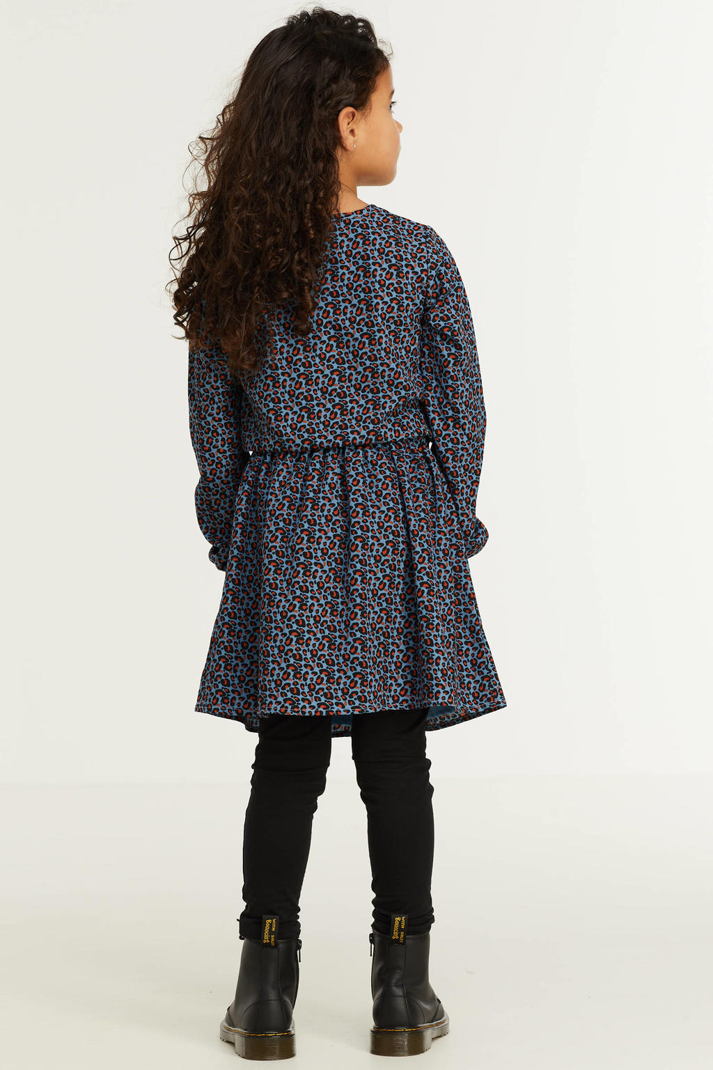 Zigga jurk met panterprint blauw/roestbruin | kleertjes.com