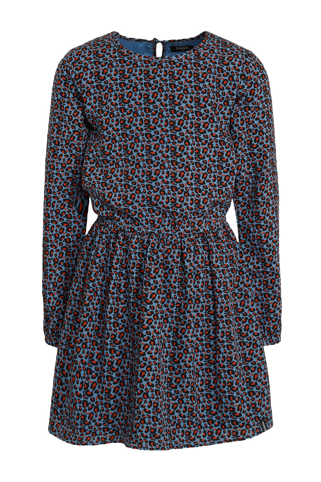 Zigga jurk met panterprint blauw/roestbruin | kleertjes.com