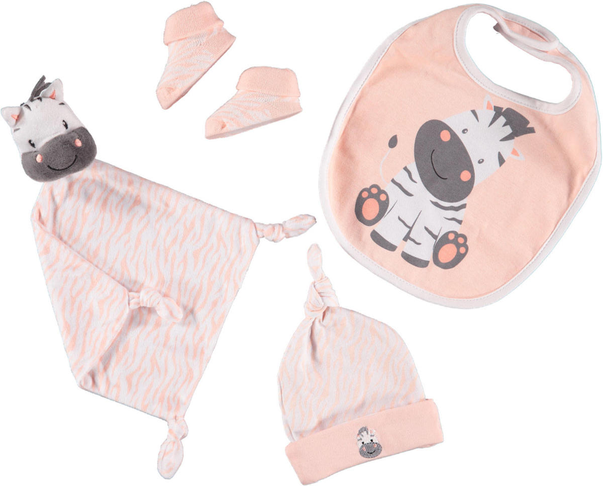 Apollo baby geschenkset Zebra lichtroze/wit | kleertjes.com