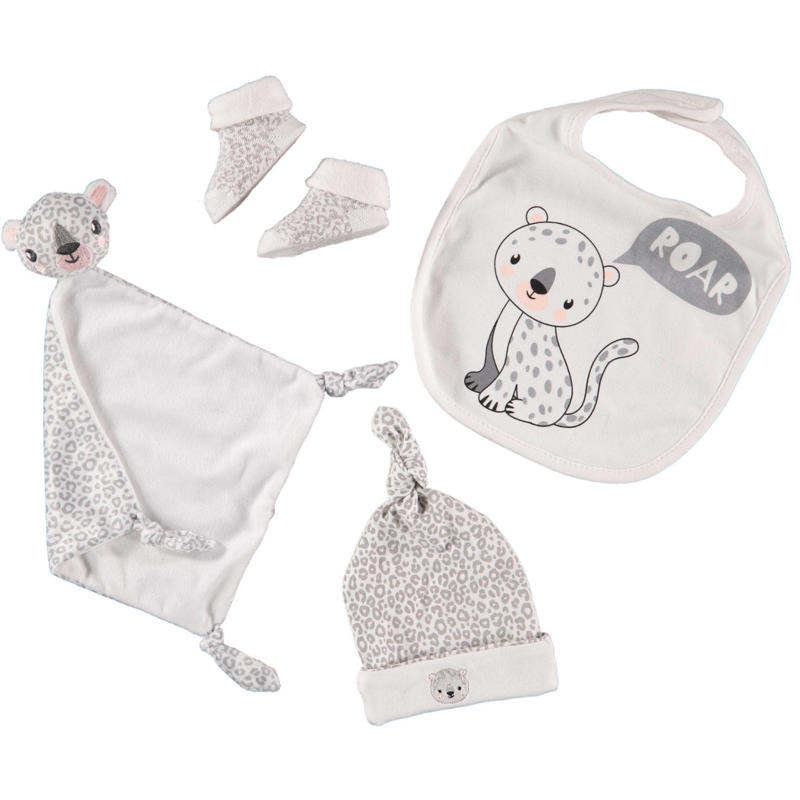 Apollo baby geschenkset Leopard lichtgrijs/wit | kleertjes.com
