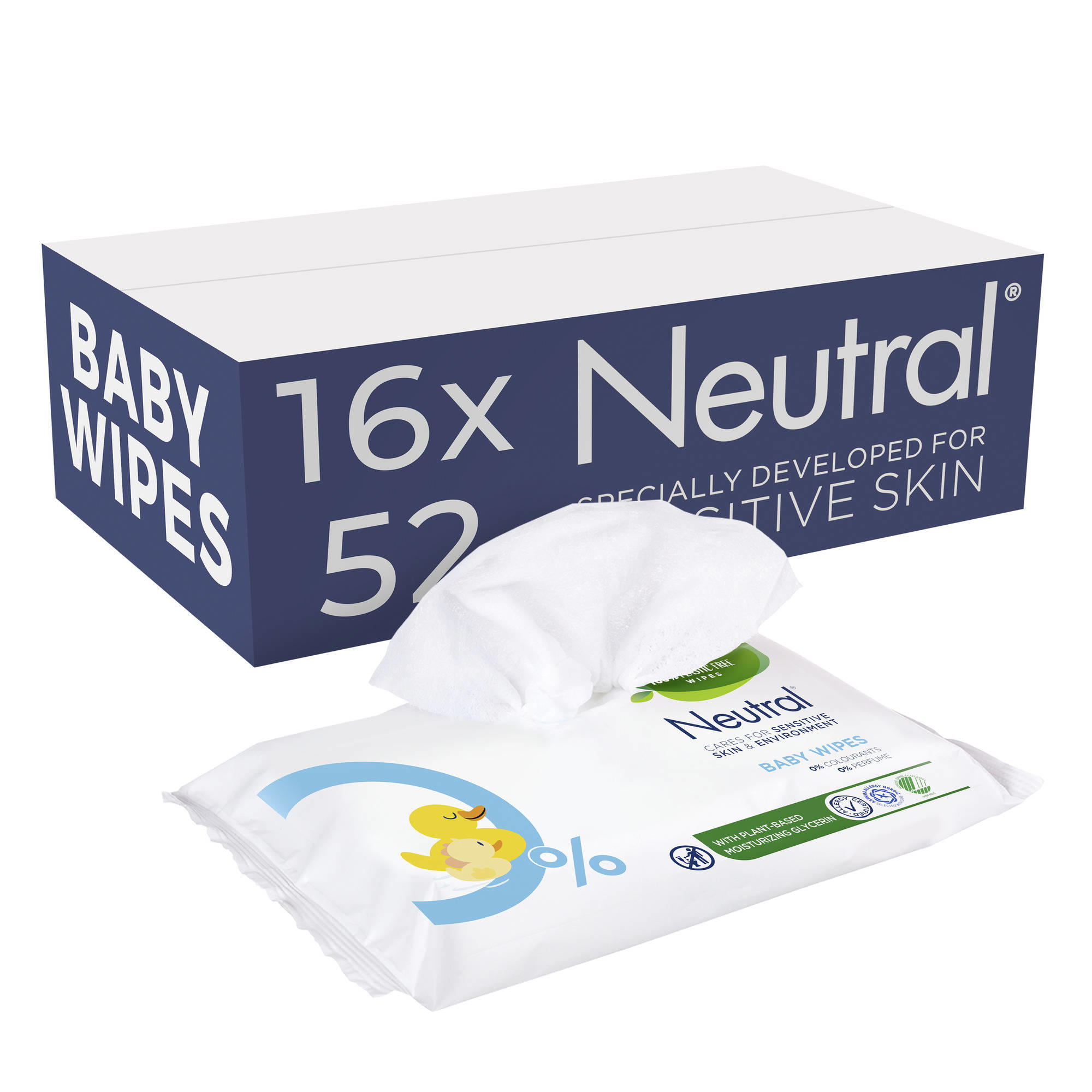 Neutral babydoekjes Parfumvrij - 16 x 52 stuks | kleertjes.com