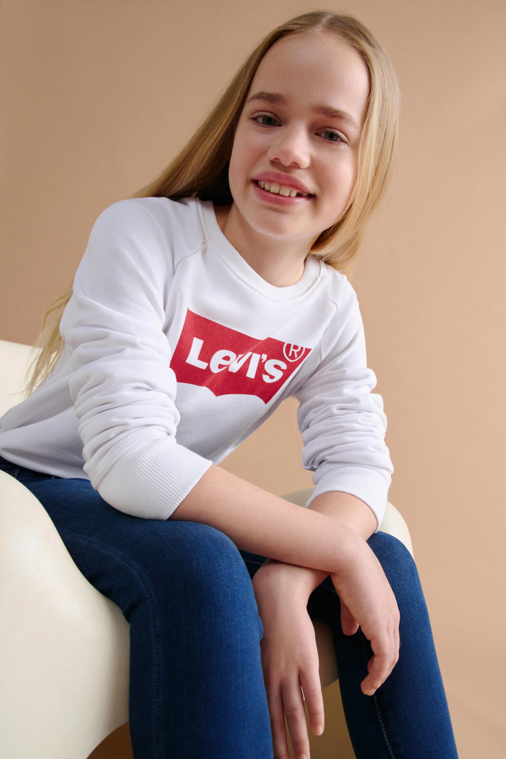 Levi's Kids sweater Key item met logo wit | kleertjes.com
