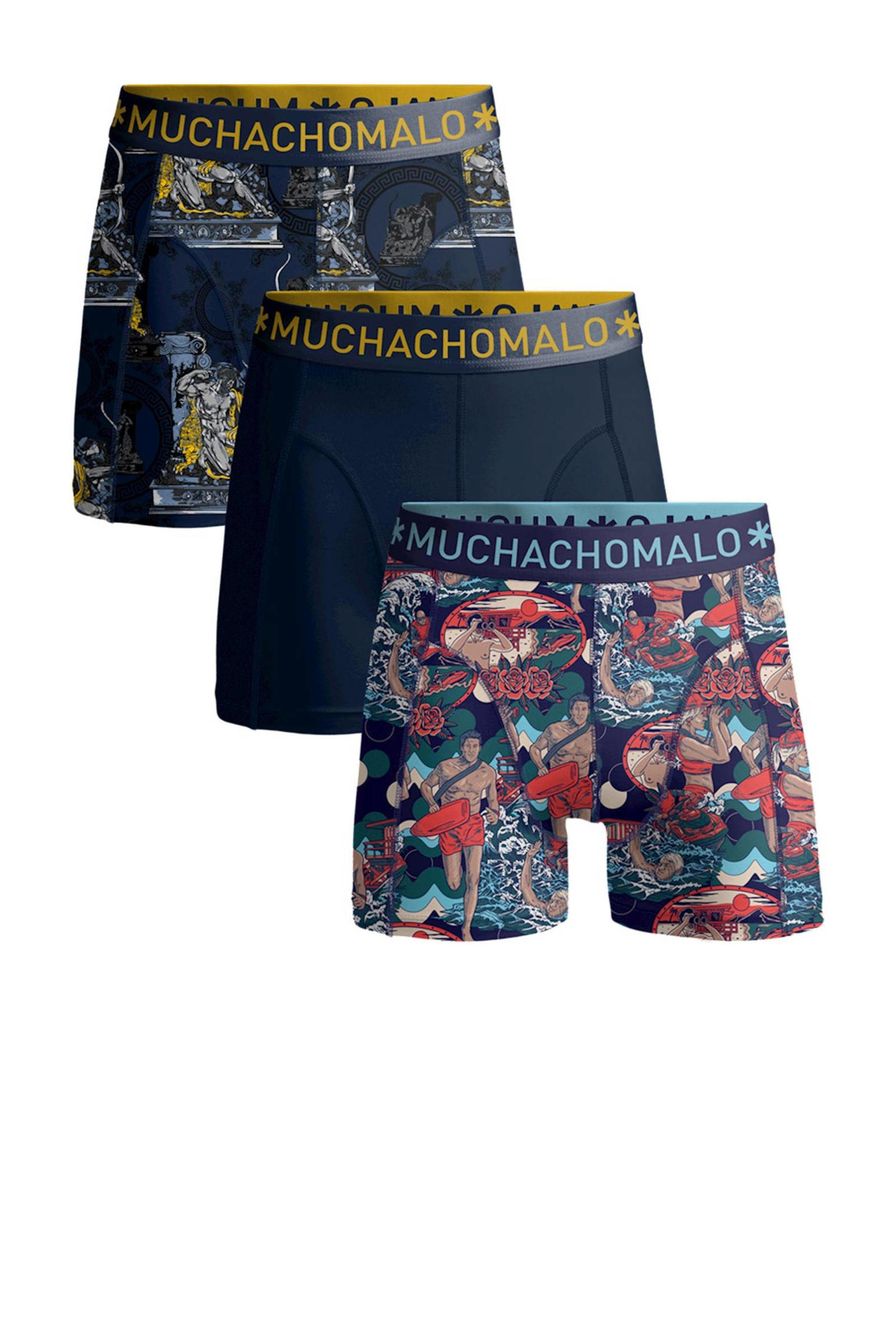 Muchachomalo boxershort Hercules Baywatch- set van 3 blauw | kleertjes.com