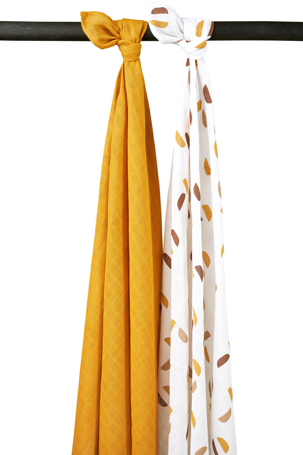 Meyco swaddle Shapes - set van 2 120x120 cm honey gold | kleertjes.com