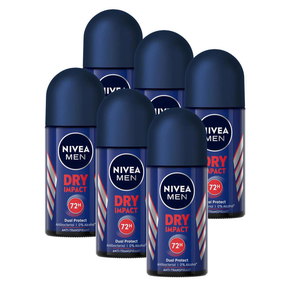 NIVEA Dry Impact deodorant roller - 6 x 50 ml - voordeelverpakking | kleertjes.com