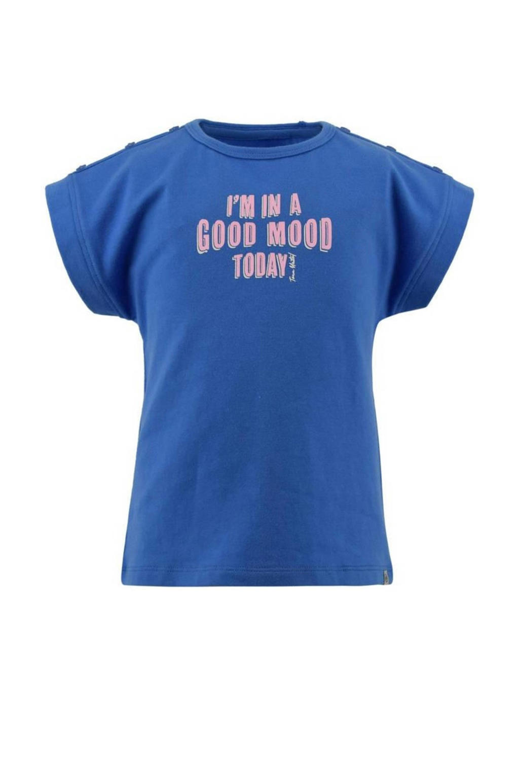 Born by Kiddo United T-shirt Glennis met printopdruk blauw | kleertjes.com