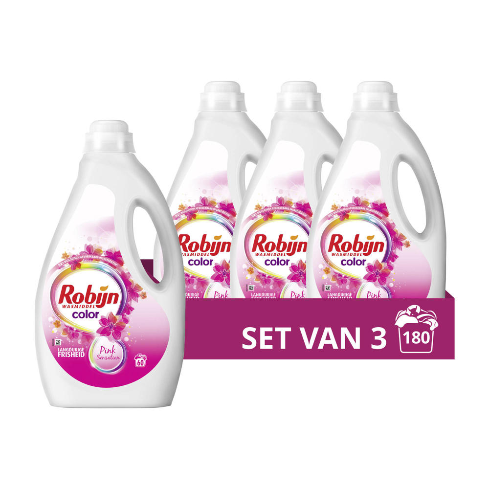 Robijn vloeibaar wasmiddel Color Pink Sensation - 3 x 60 wasbeurten ...