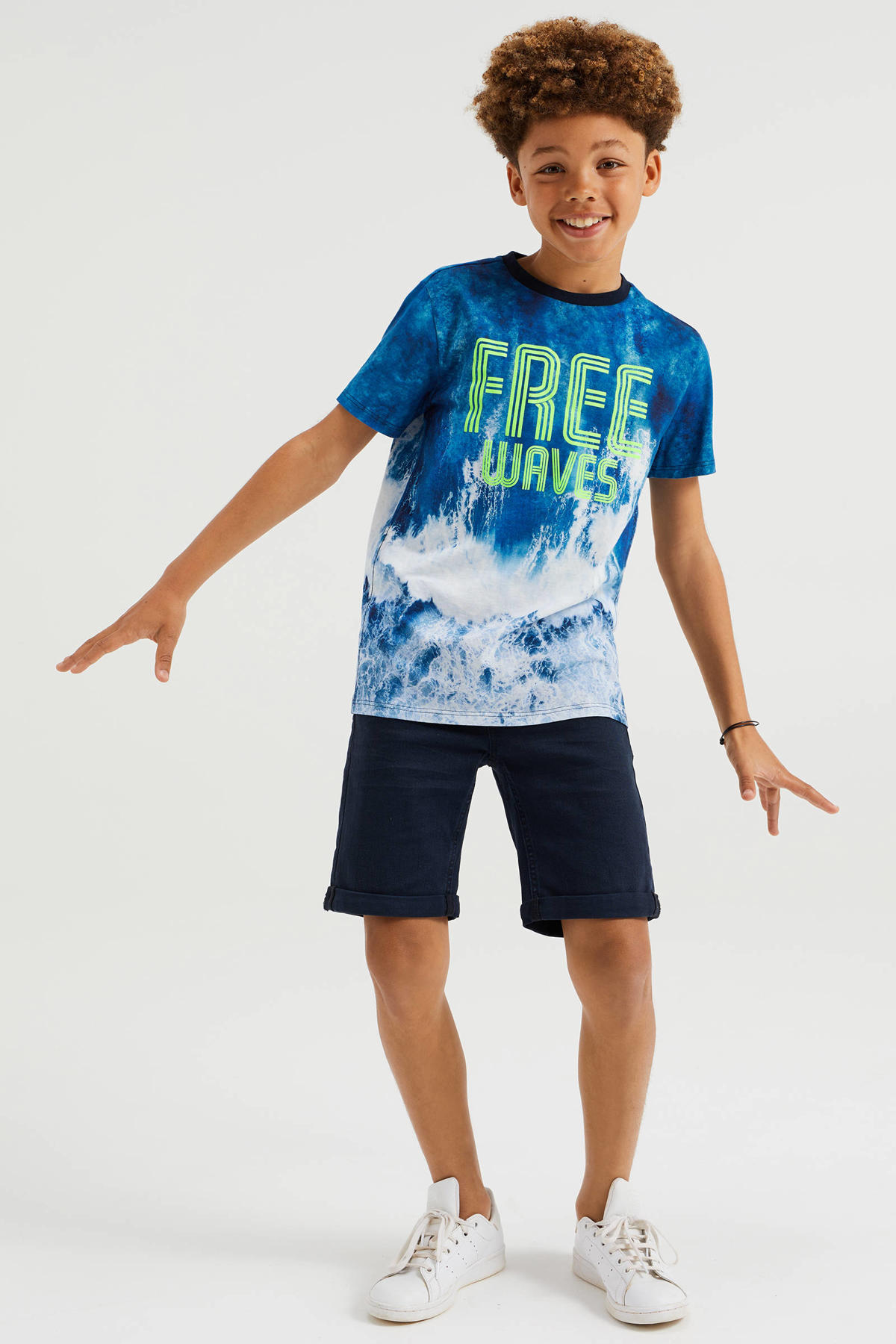 WE Fashion T-shirt met all over print blauw | kleertjes.com