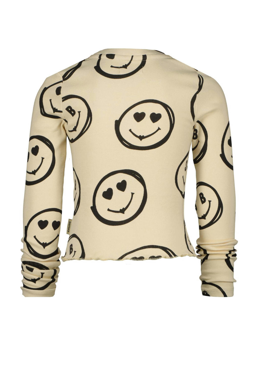 Vingino x Senna Bellod longsleeve Mayte met all over print beige/zwart ...