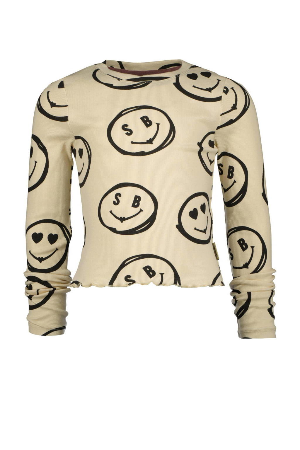 Vingino x Senna Bellod longsleeve Mayte met all over print beige/zwart ...