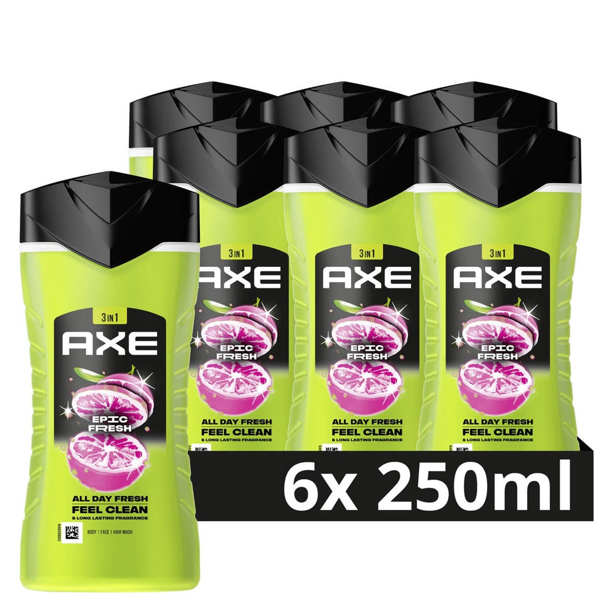 Axe Epic Fresh 3-in-1 douchegel - 6 x 250 ml | kleertjes.com