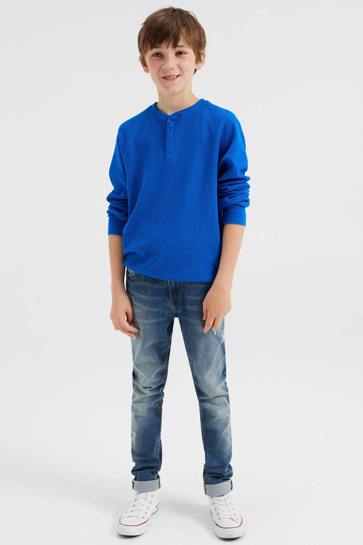 WE Fashion slim fit jeans green cast denim | kleertjes.com