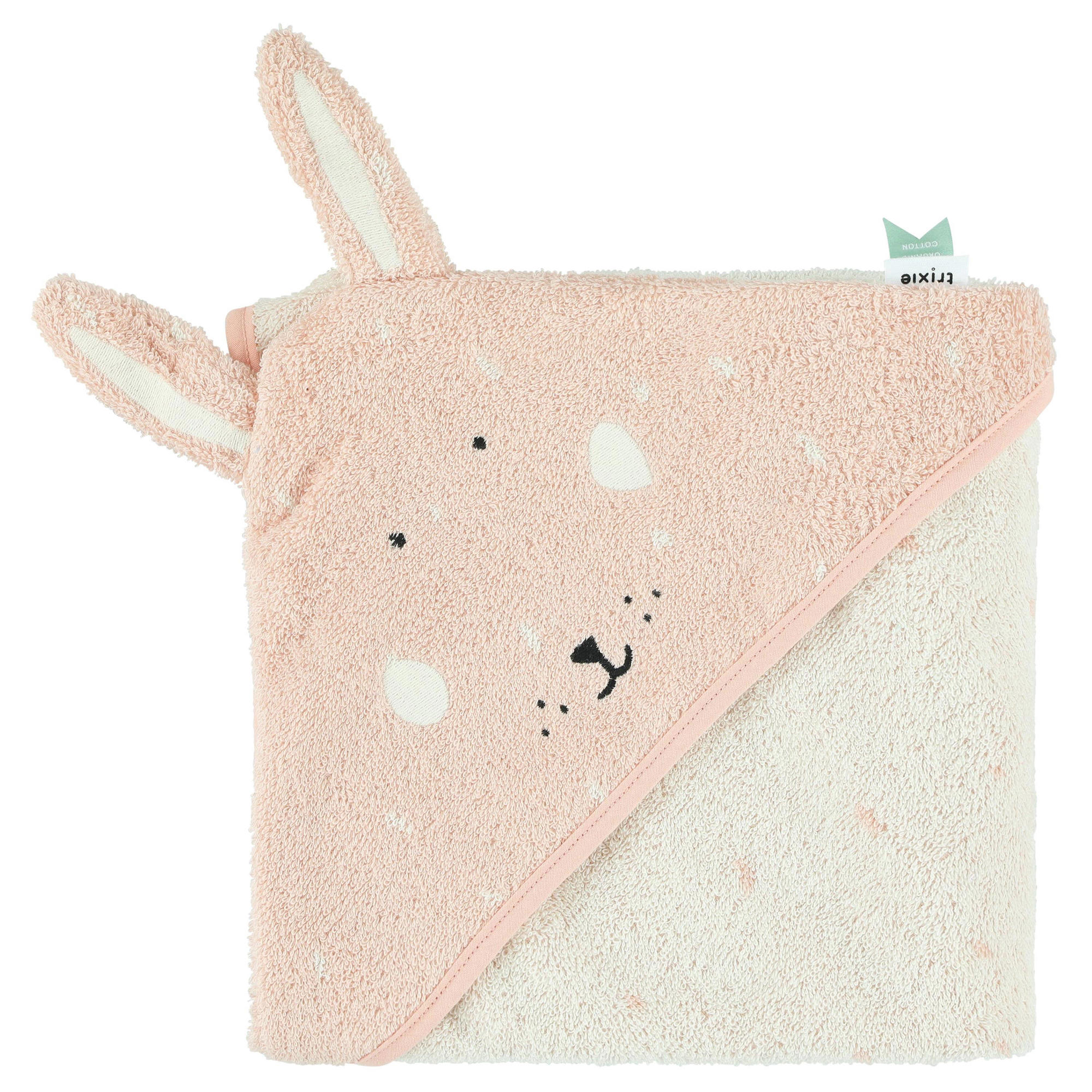 Trixie badcape Mrs. Rabbit 75x75cm roze | kleertjes.com
