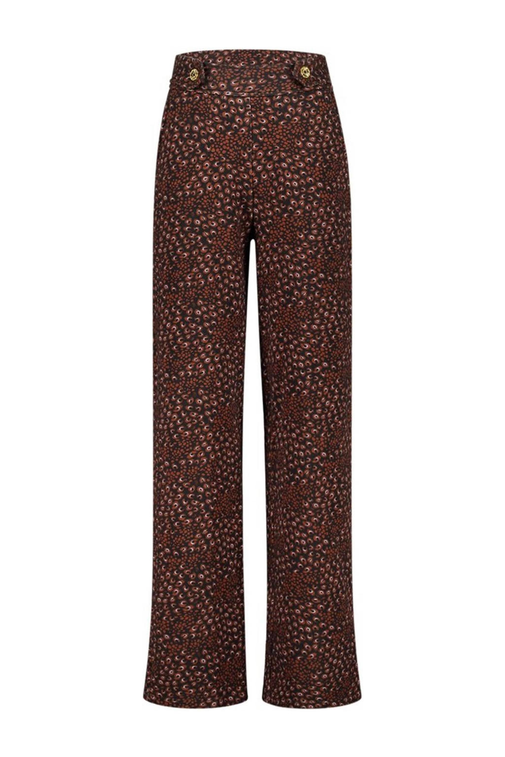 Me & My Monkey broek Kyana met all over print bruin/zwart | kleertjes.com