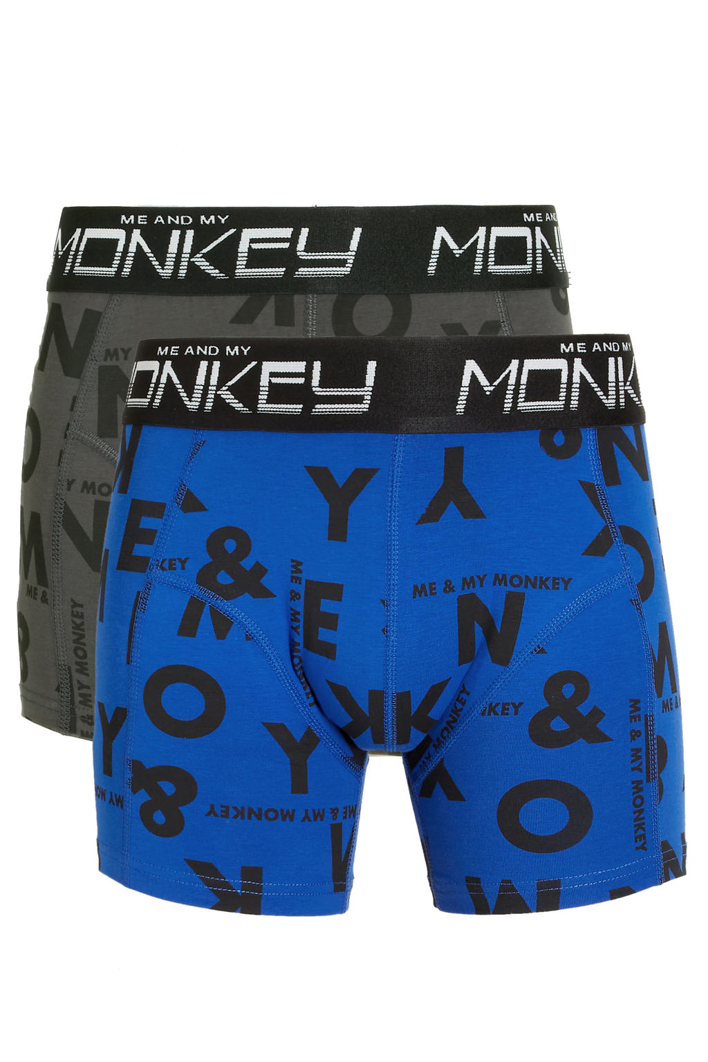 Me & My Monkey boxershort - set van 2 army/blauw | kleertjes.com
