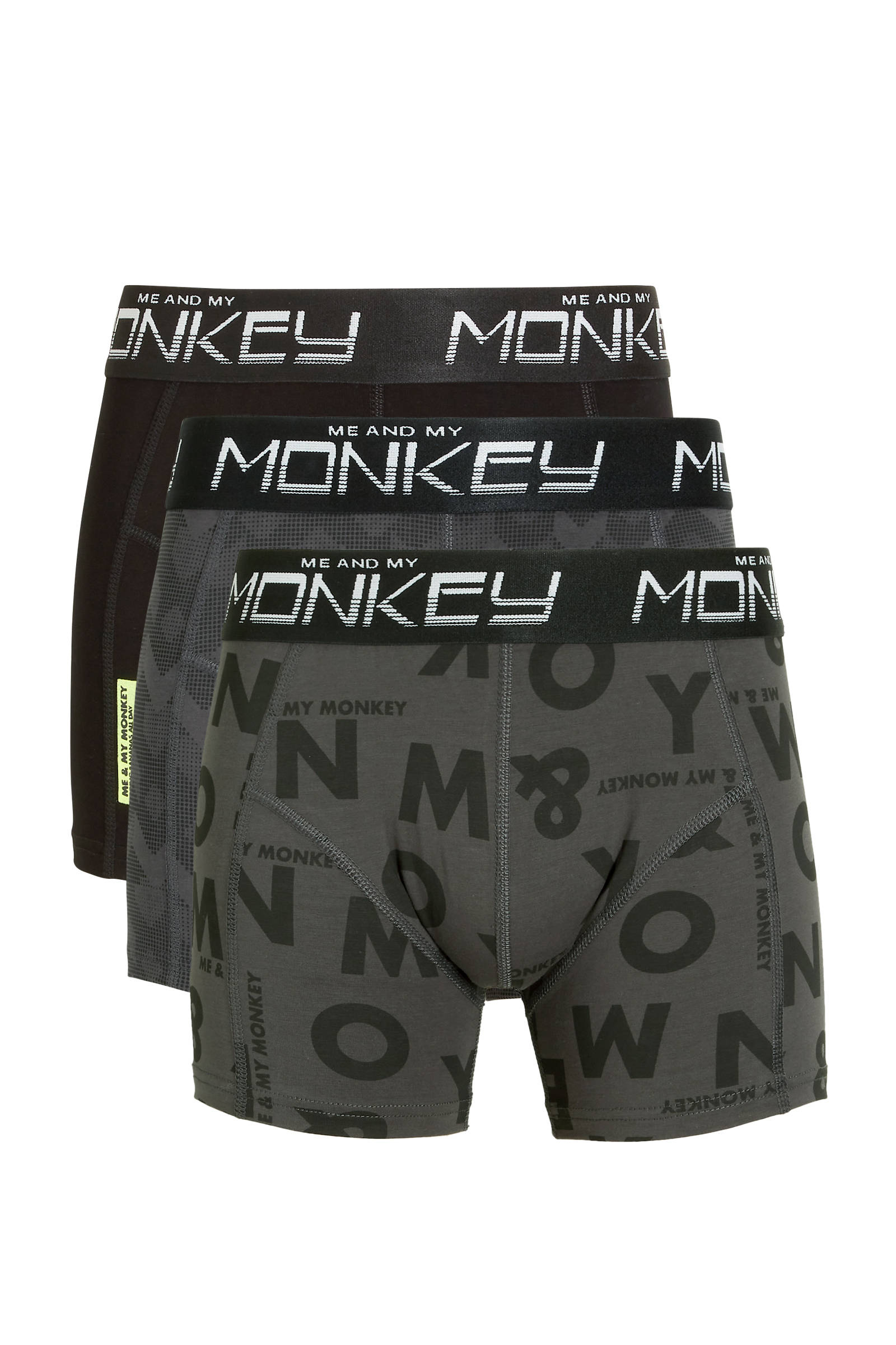 Me & My Monkey boxershort - set van 3 zwart/army | kleertjes.com