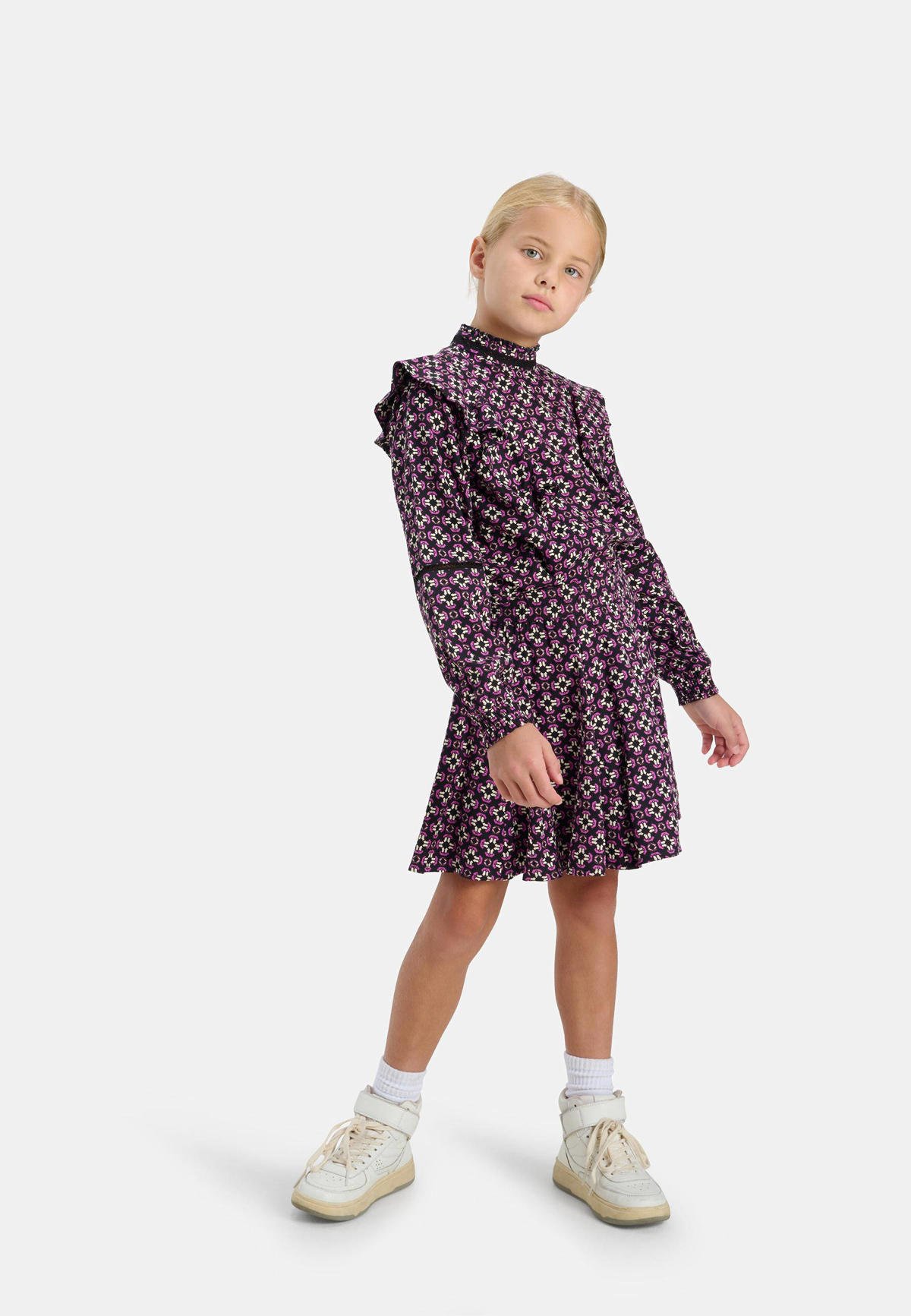 Shoeby rok Tile met all over print paars/ecru/zwart | kleertjes.com