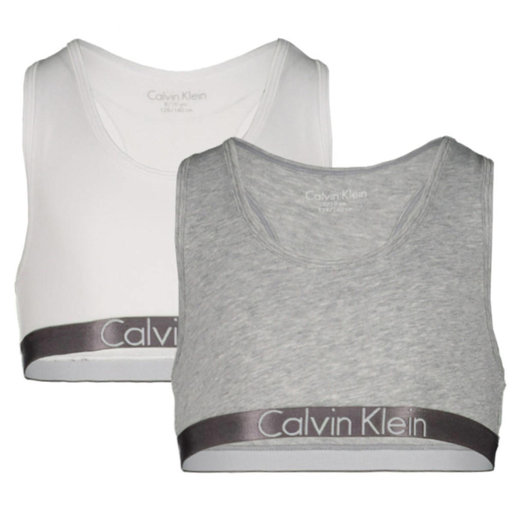 Calvin Klein bh top - set van 2 grijs melange/wit | kleertjes.com