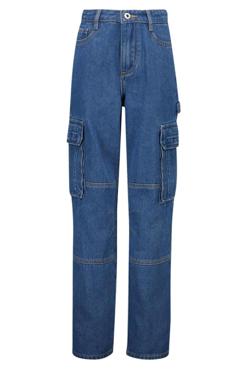 CoolCat Junior high waist loose fit jeans KYONA medium blue | kleertjes.com