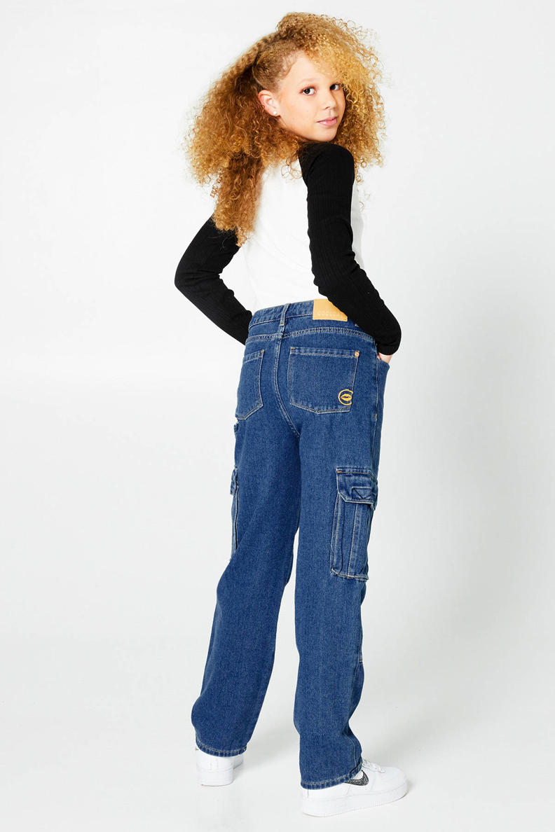 CoolCat Junior high waist loose fit jeans KYONA medium blue | kleertjes.com
