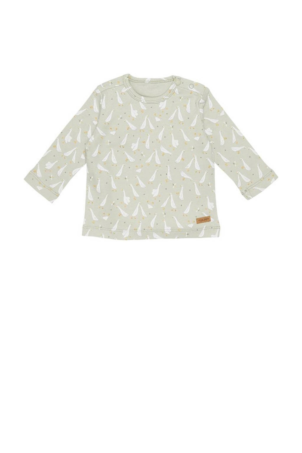 Little Dutch baby longsleeve Little Goose met all over print olijfgroen ...