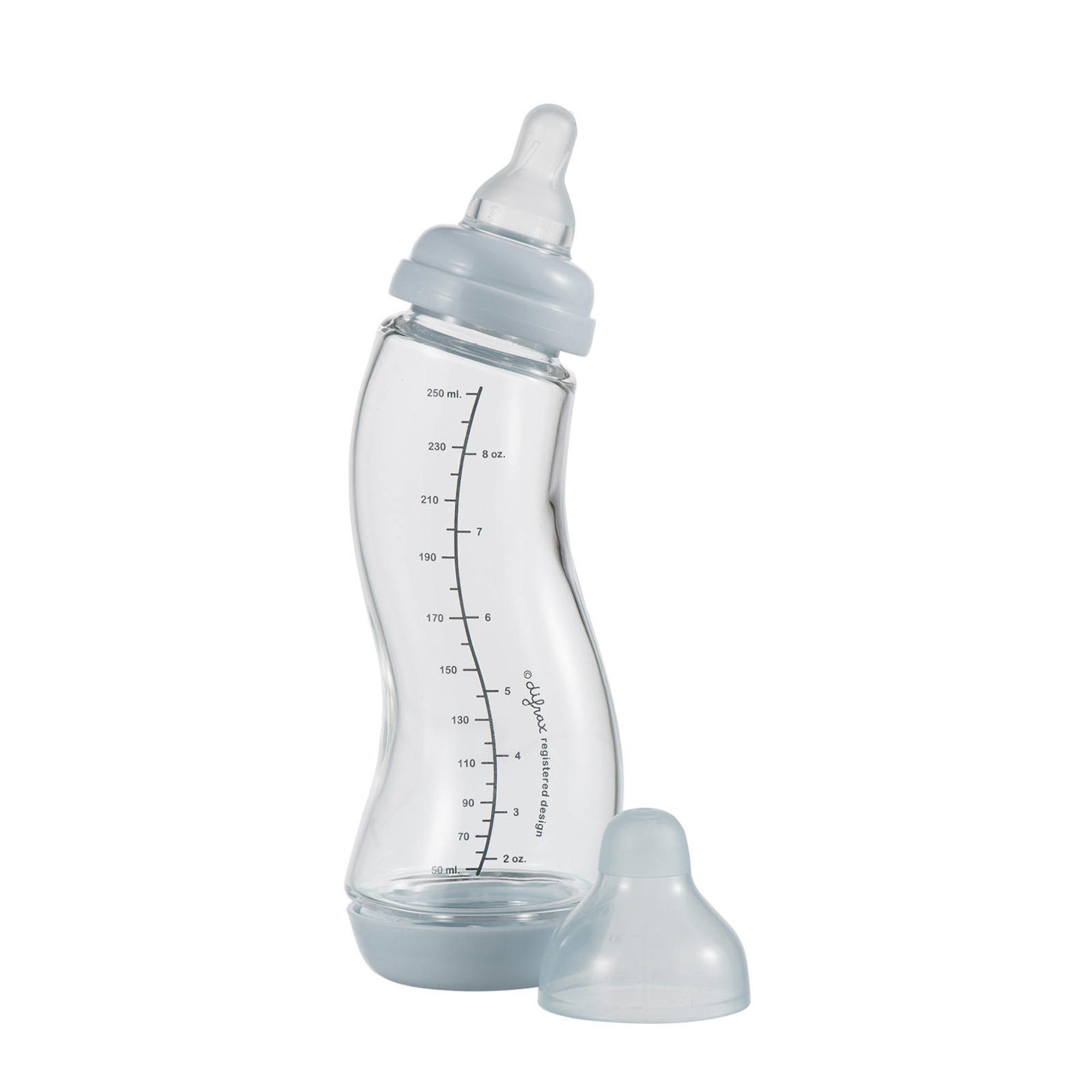 Difrax Natural Glazen S-Babyfles Anti Koliek - 250 ml - Lichtblauw ...