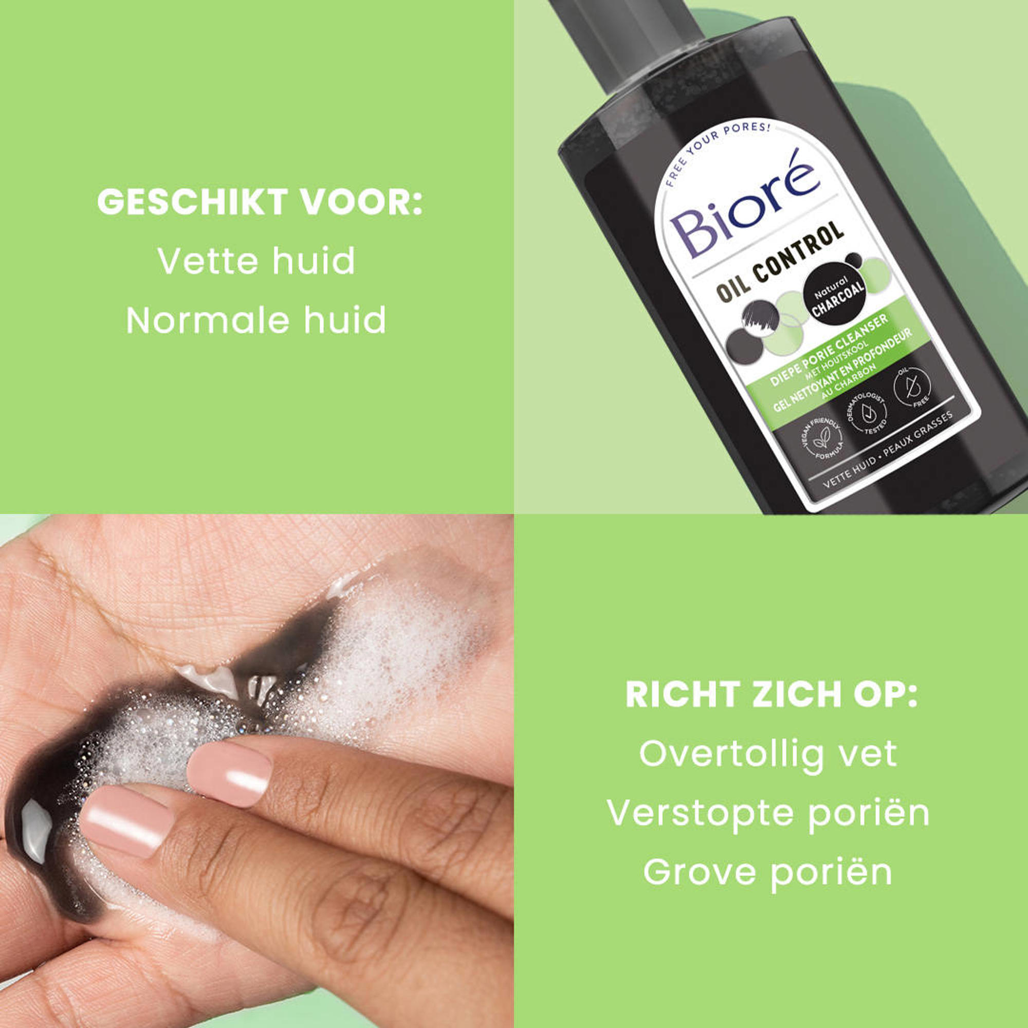 Bioré Diepe Porie Cleanser met Houtskool - 200 ml | kleertjes.com