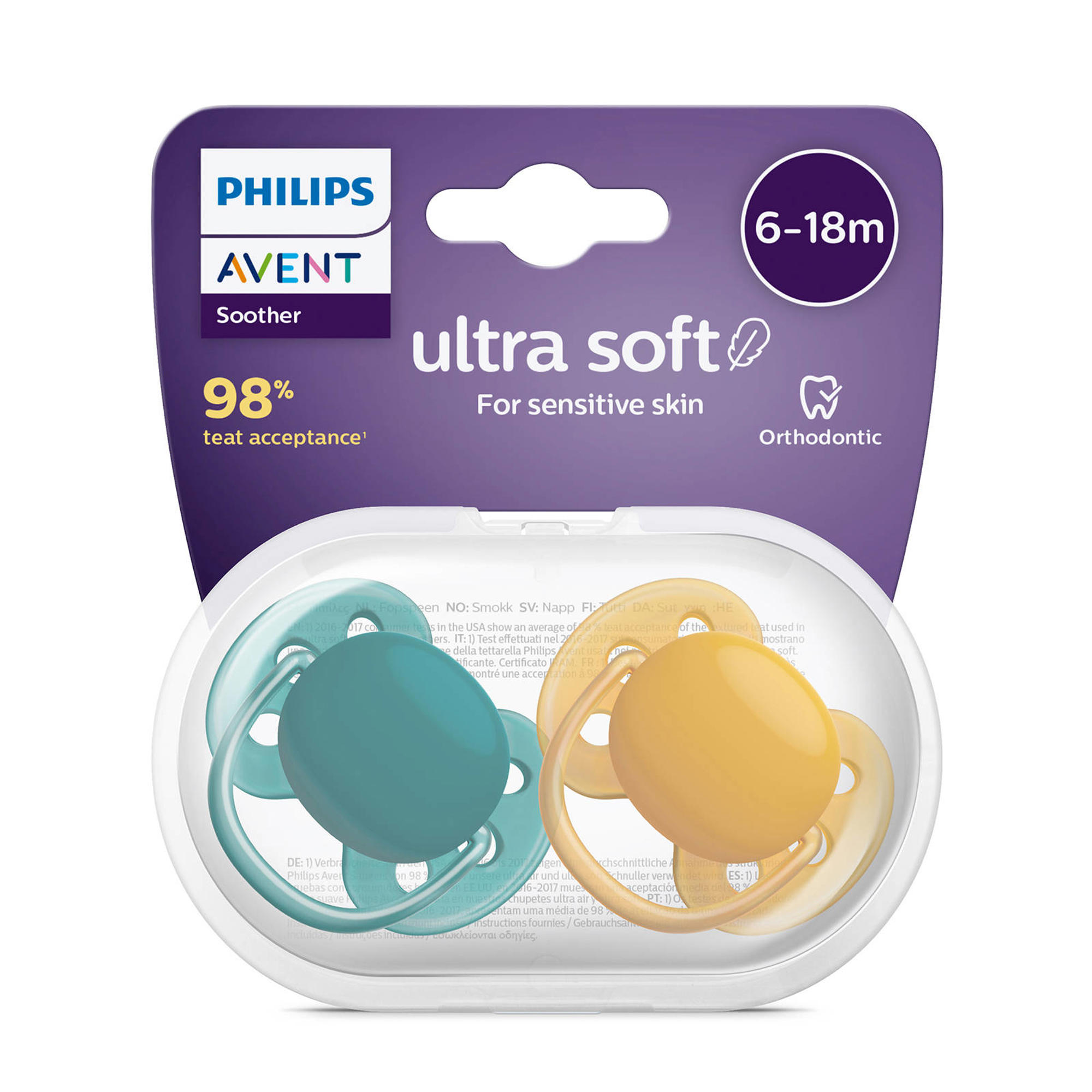 Philips AVENT Ultra Soft fopspeen 6-18M 2 stuks SCf091/04 | kleertjes.com
