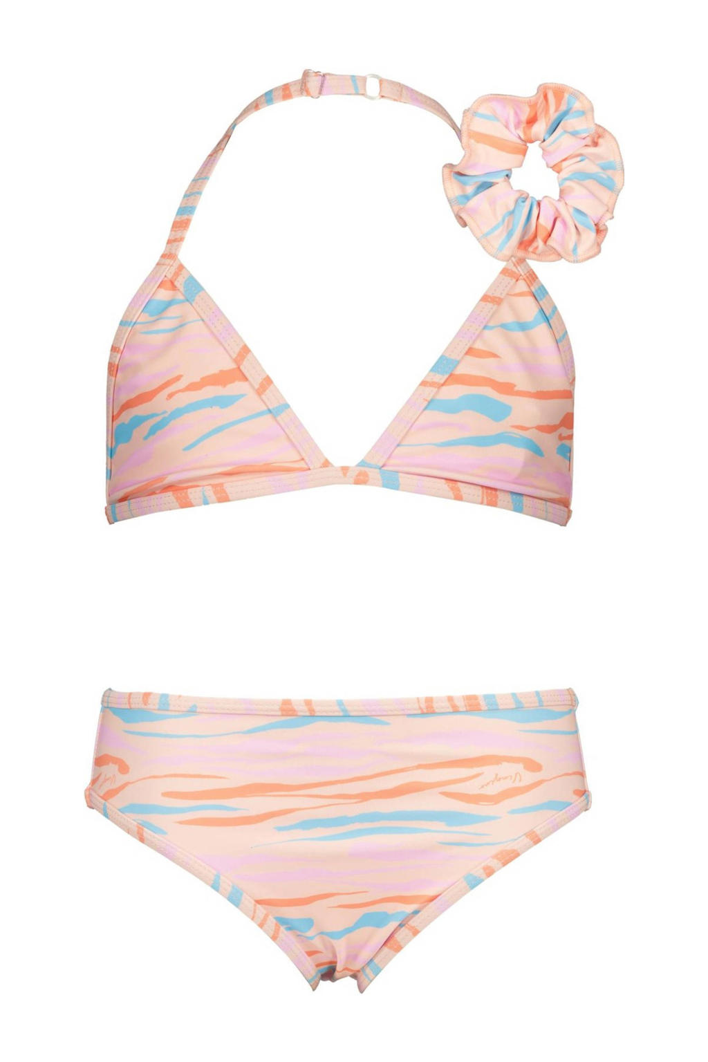 Vingino triangel bikini Zamira met scrunchie oranje/roze/blauw ...