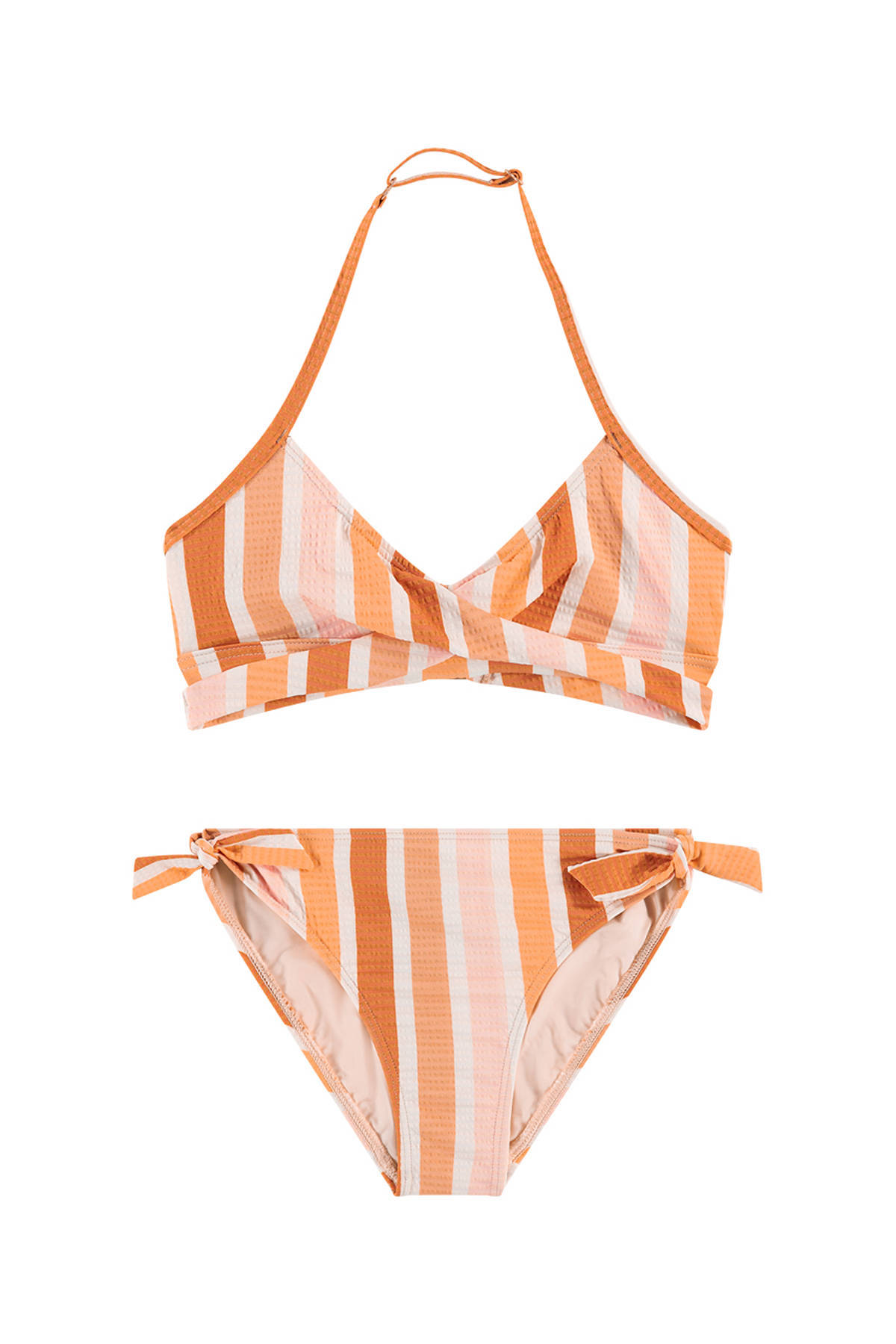 Beachlife triangel bikini roze/beige/oranje | kleertjes.com