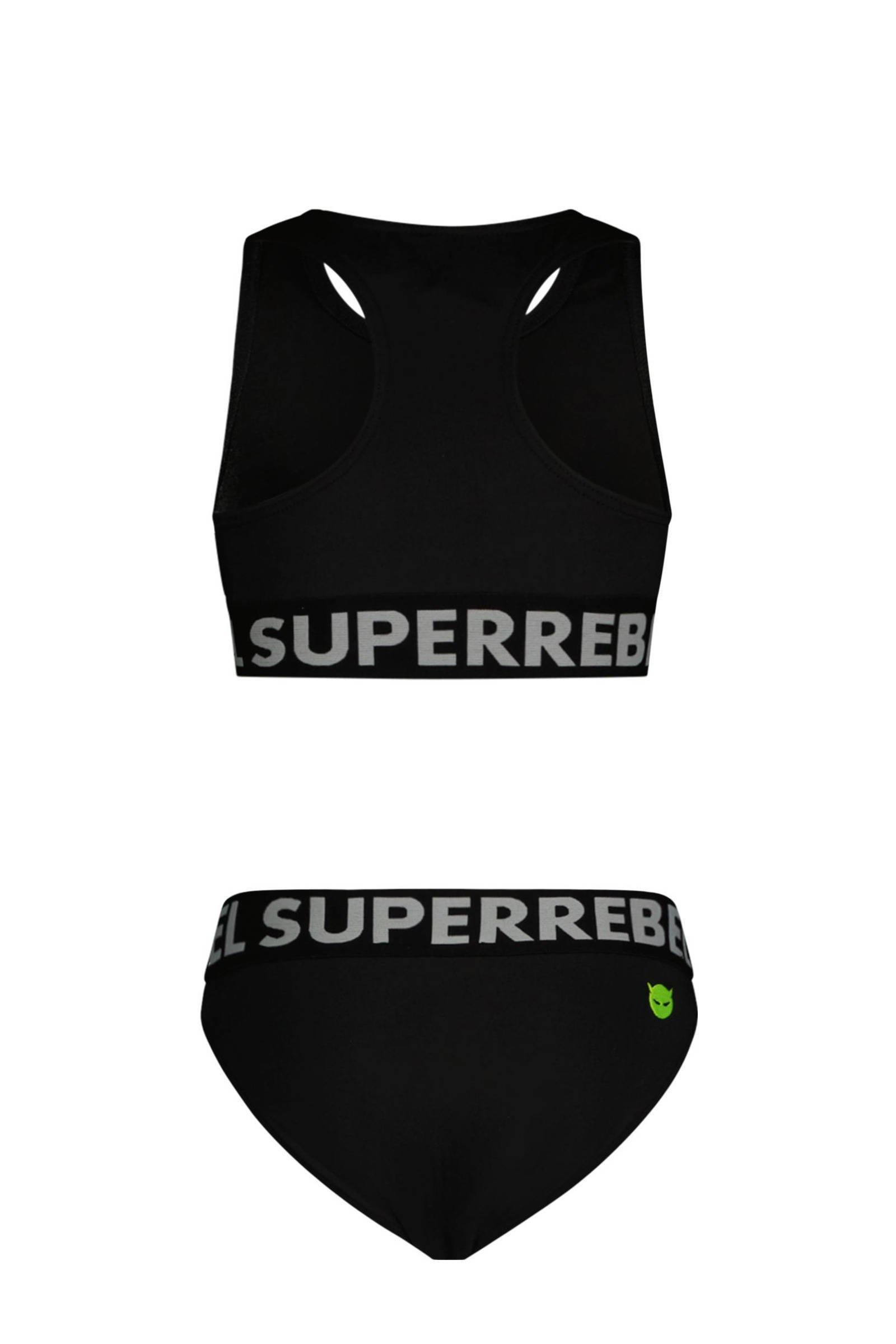 SuperRebel crop bikini Carmel zwart | kleertjes.com