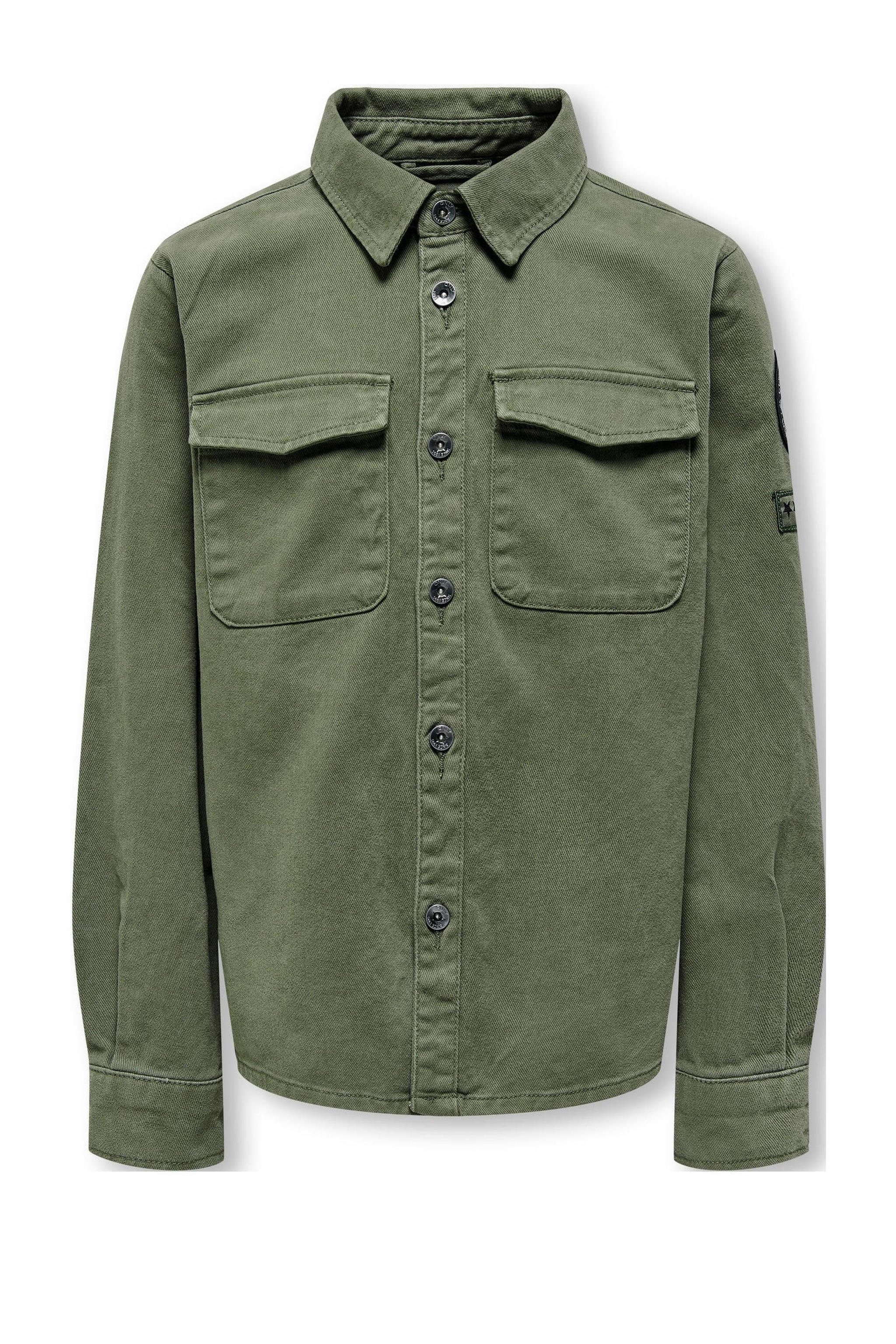 KIDS ONLY BOY shacket tussenjas KOBSTEVEN met 3D applicatie donkergroen ...