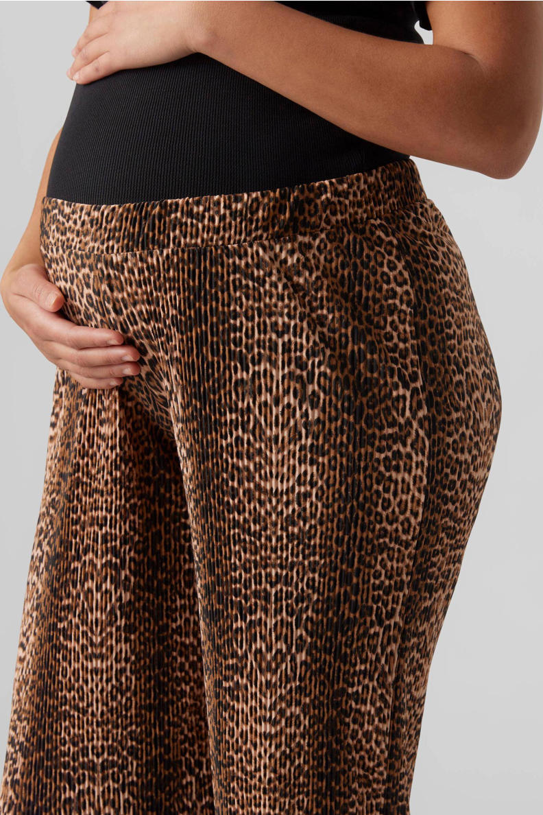 MAMALICIOUS wide leg zwangerschapsbroek MLAURA met panterprint bruin ...
