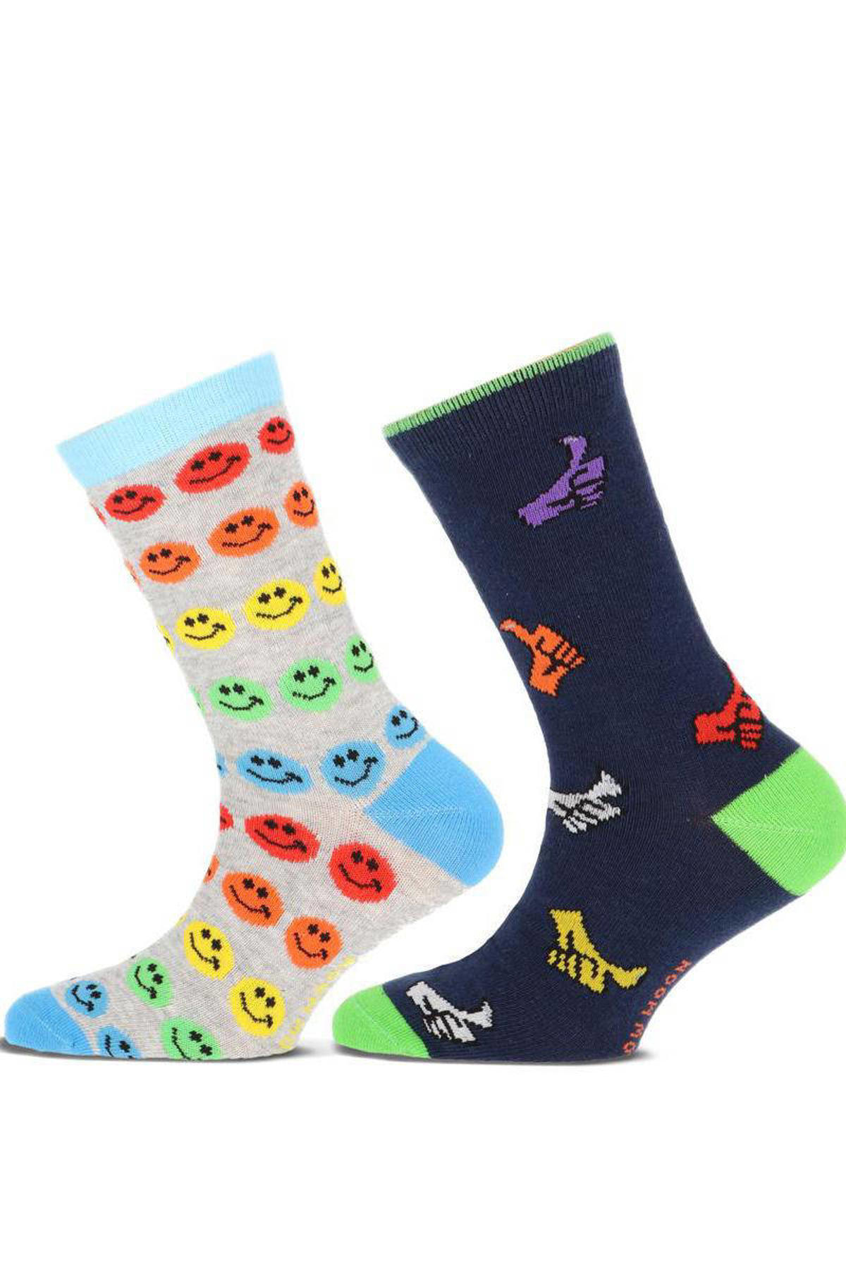 Yellow Moon sokken Happy Smiley - set van 2 multi | kleertjes.com