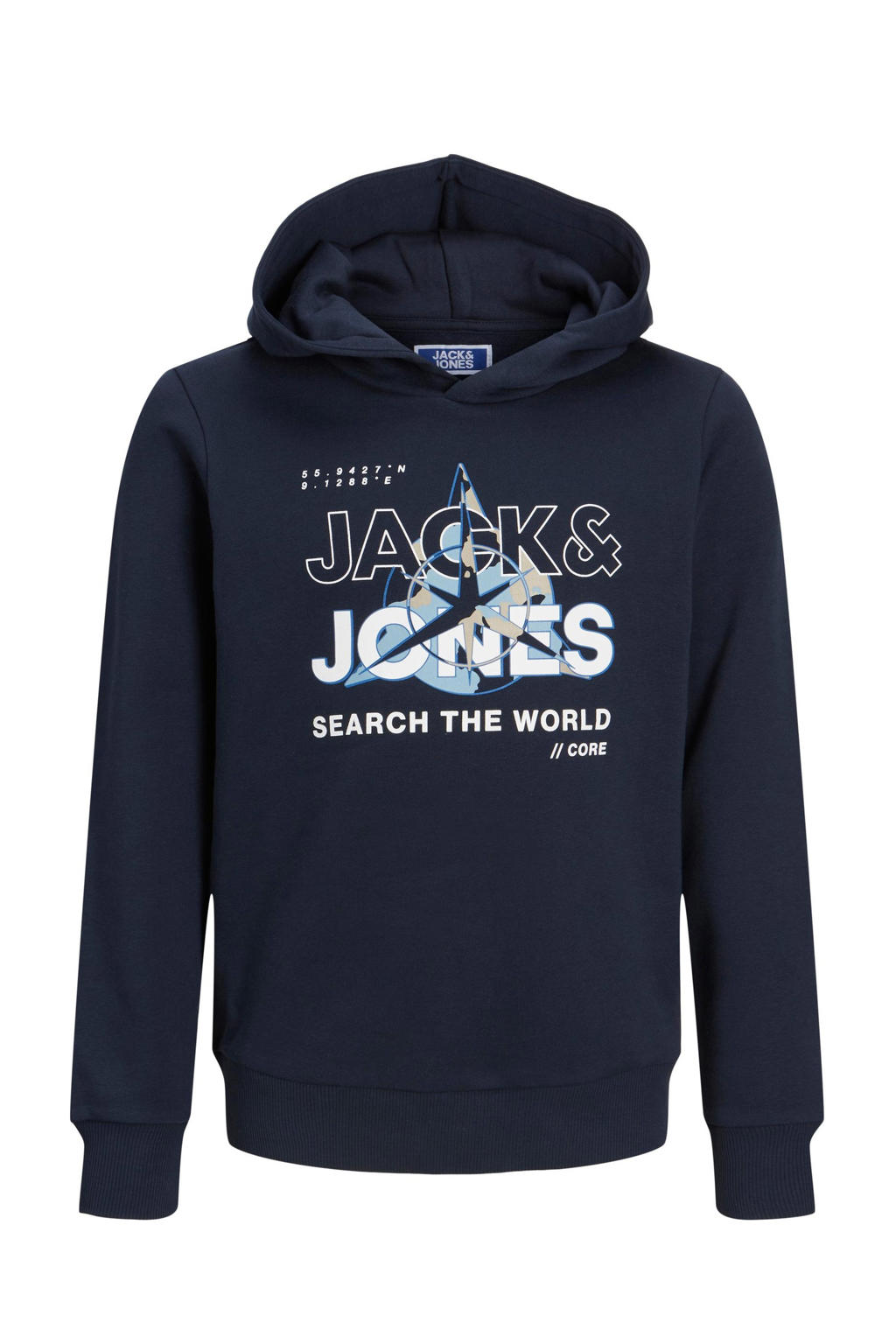 JACK & JONES JUNIOR hoodie met logo donkerblauw | kleertjes.com