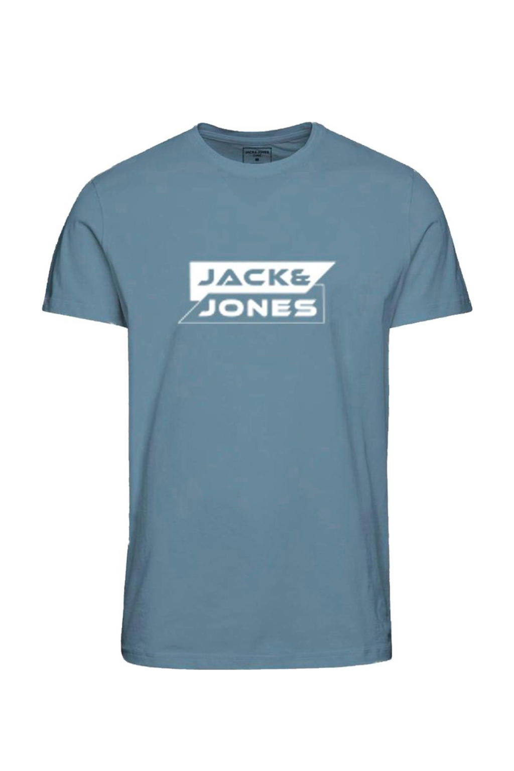 JACK & JONES JUNIOR T-shirt JCOSHEAR met logo blauw | kleertjes.com