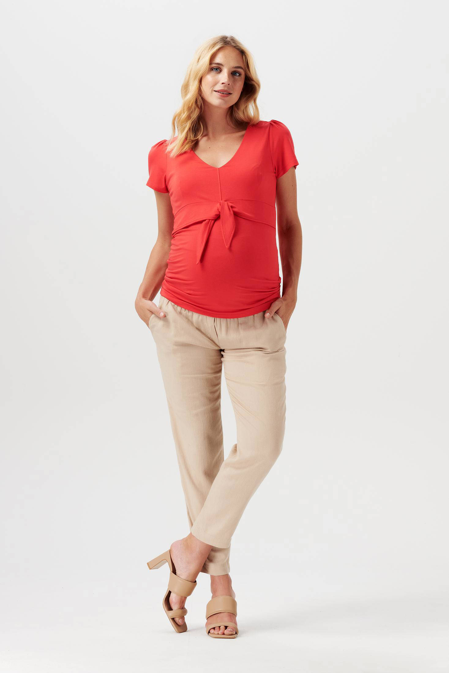 Noppies regular fit zwangerschapspantalon Coyah ecru | kleertjes.com