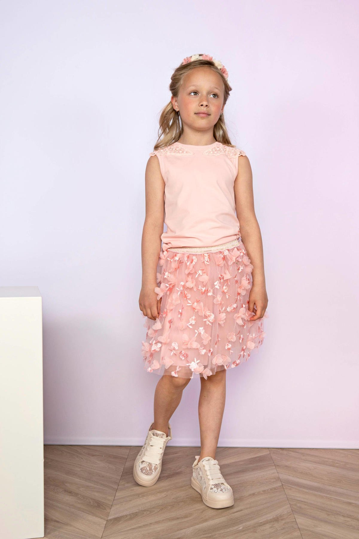 Le Chic T-shirt NOOSHY met ruches roze | kleertjes.com