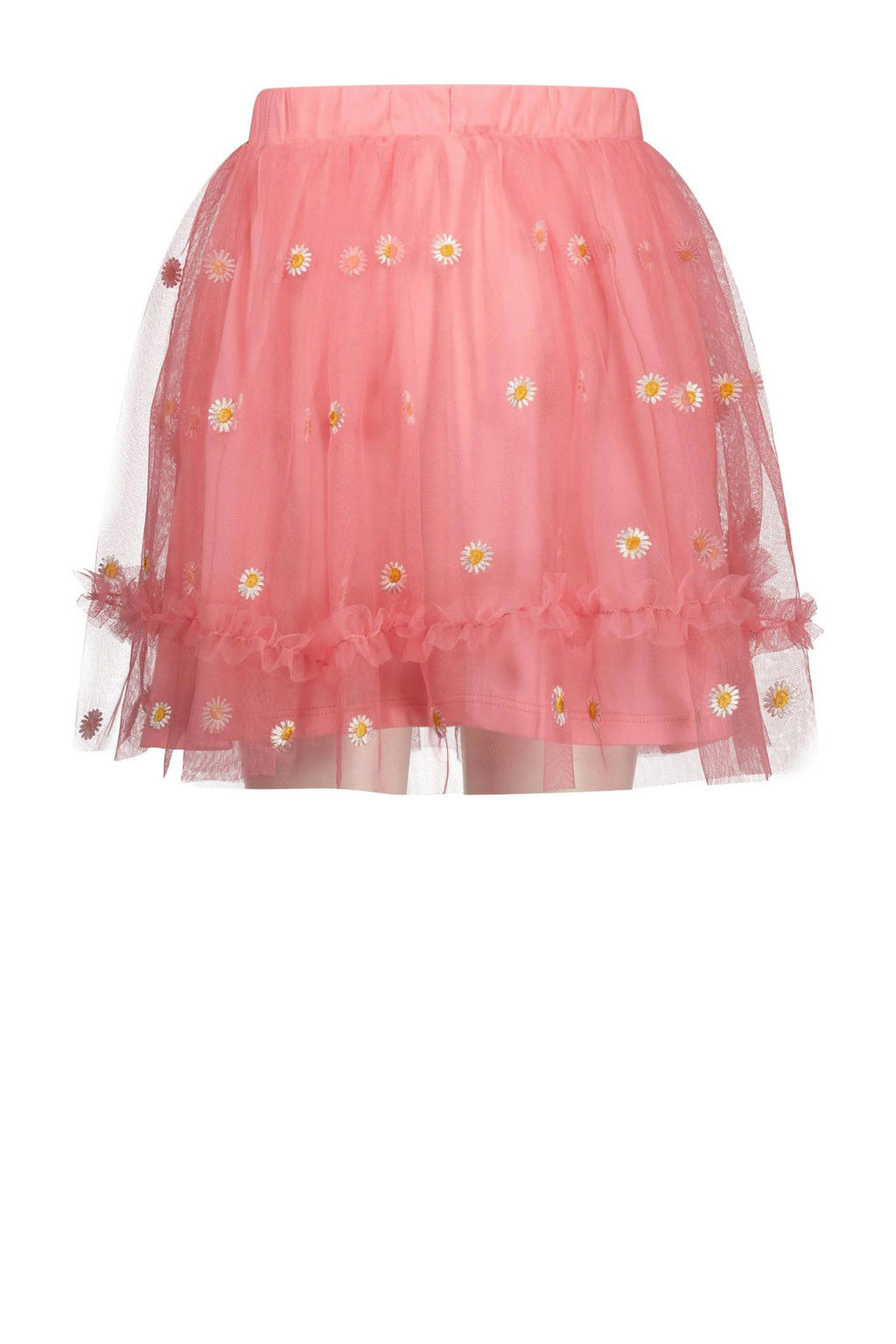 Le Chic gebloemde semi-transparante rok TAYLORA warm roze/wit ...