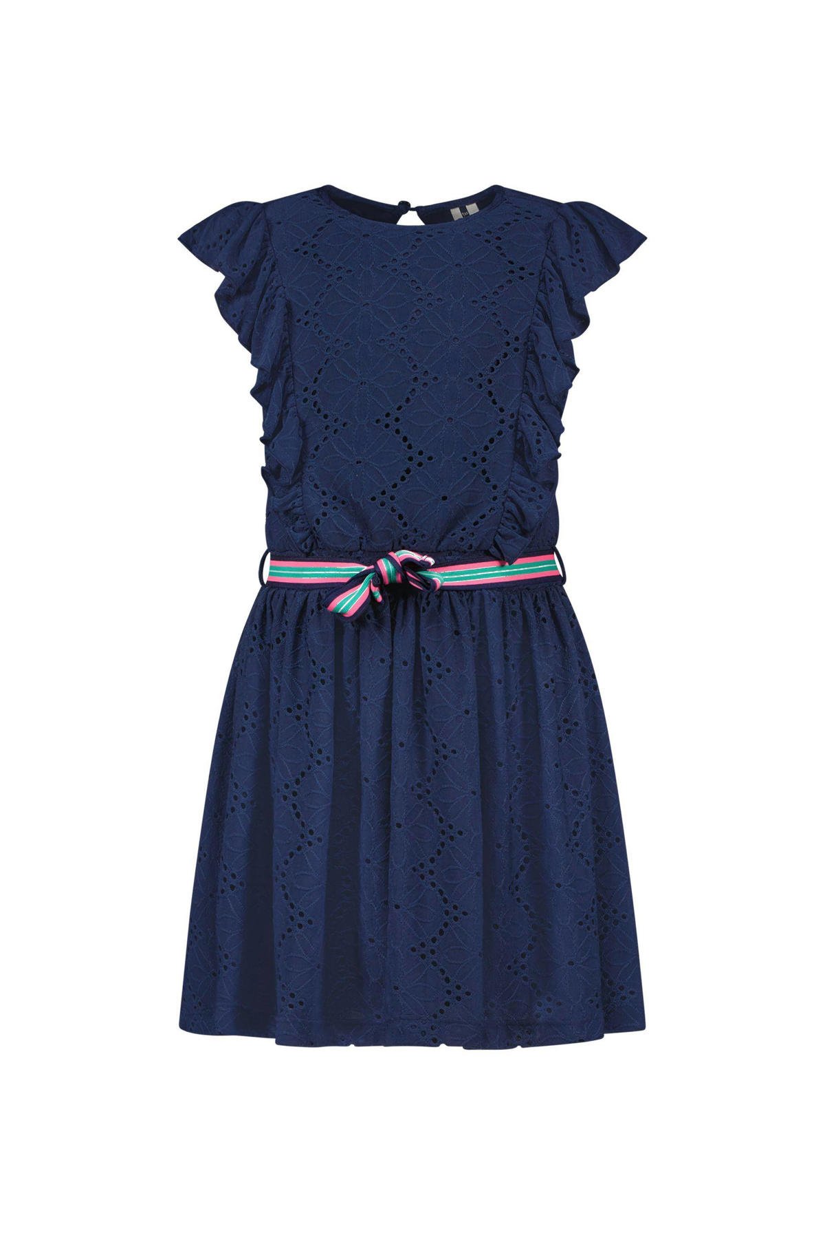 B.Nosy jurk B.Cute met tekst en ruches donkerblauw | kleertjes.com