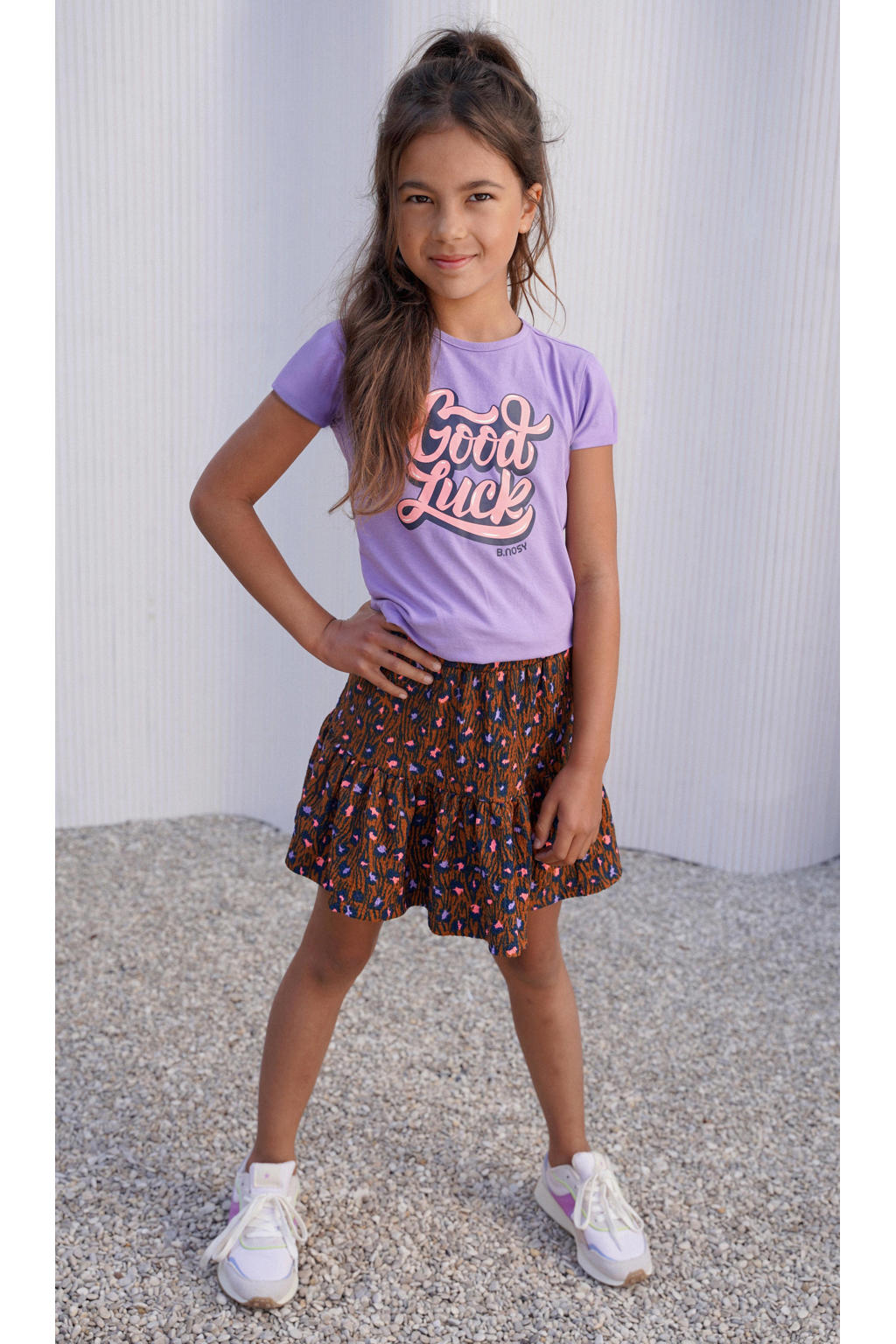 B.Nosy rok B.Joyful met all over print bruin/lila | kleertjes.com