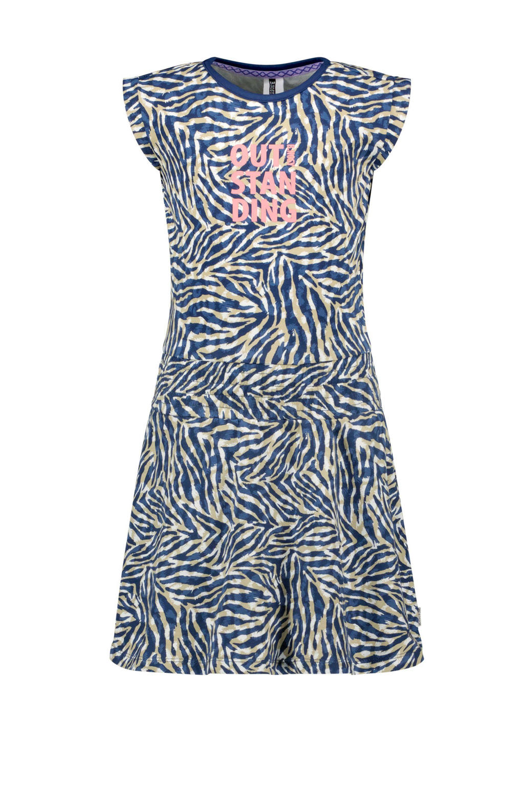 B.Nosy jurk B.Outstanding met all over print blauw/zand | kleertjes.com