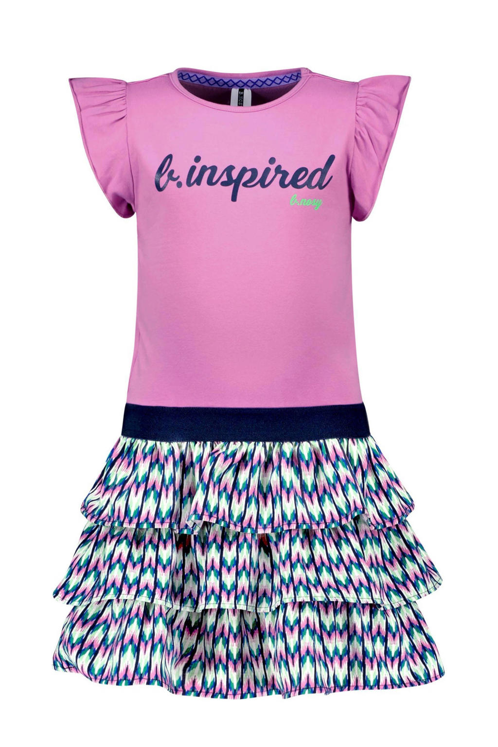 B.Nosy jurk B.Inspiring met all over print lila/donkerblauw | kleertjes.com