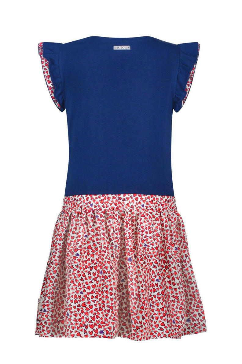 B.Nosy jurk B.A Star met all over print hardblauw/roze | kleertjes.com