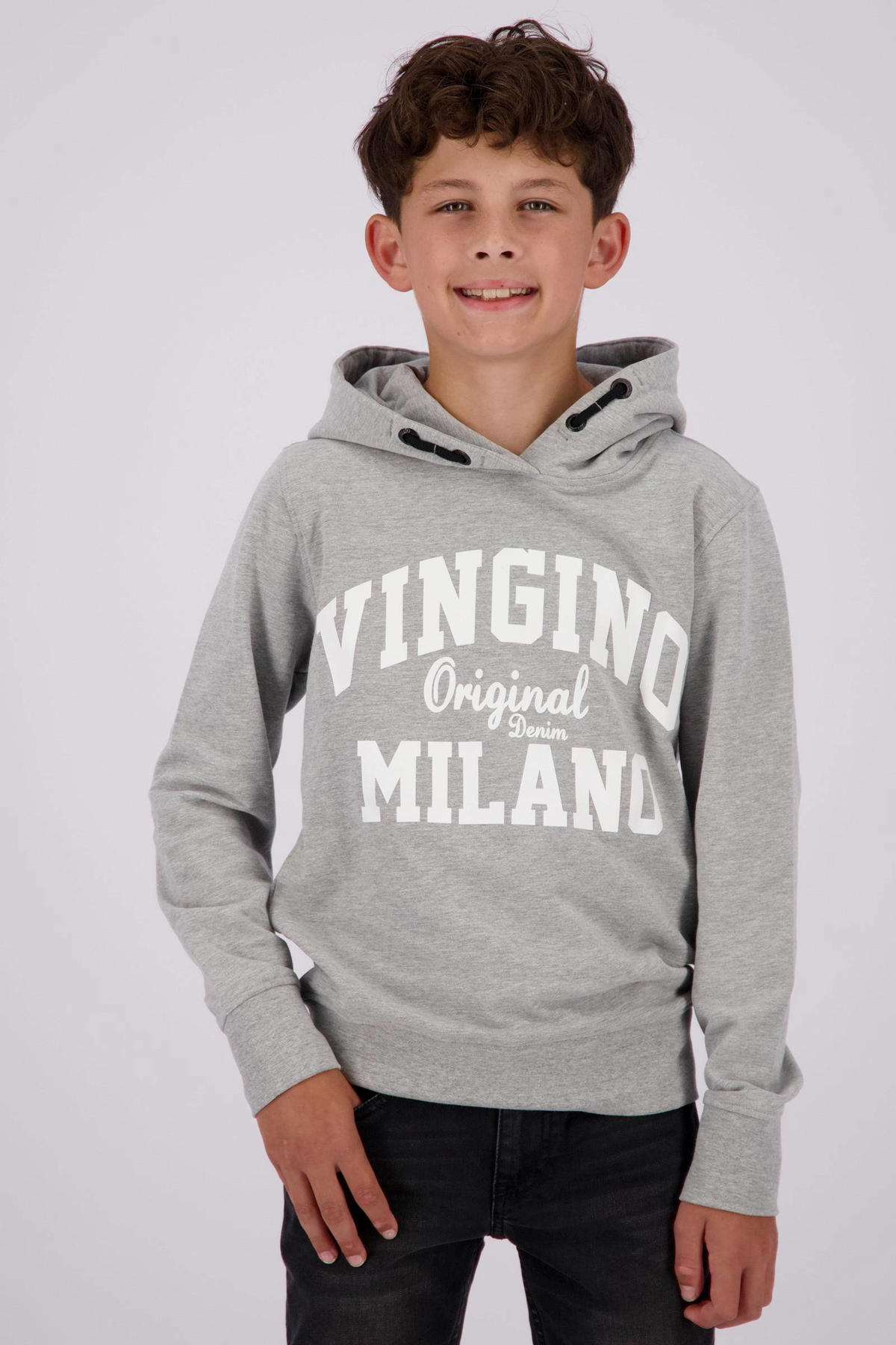 Vingino hoodie met logo grijs melange | kleertjes.com